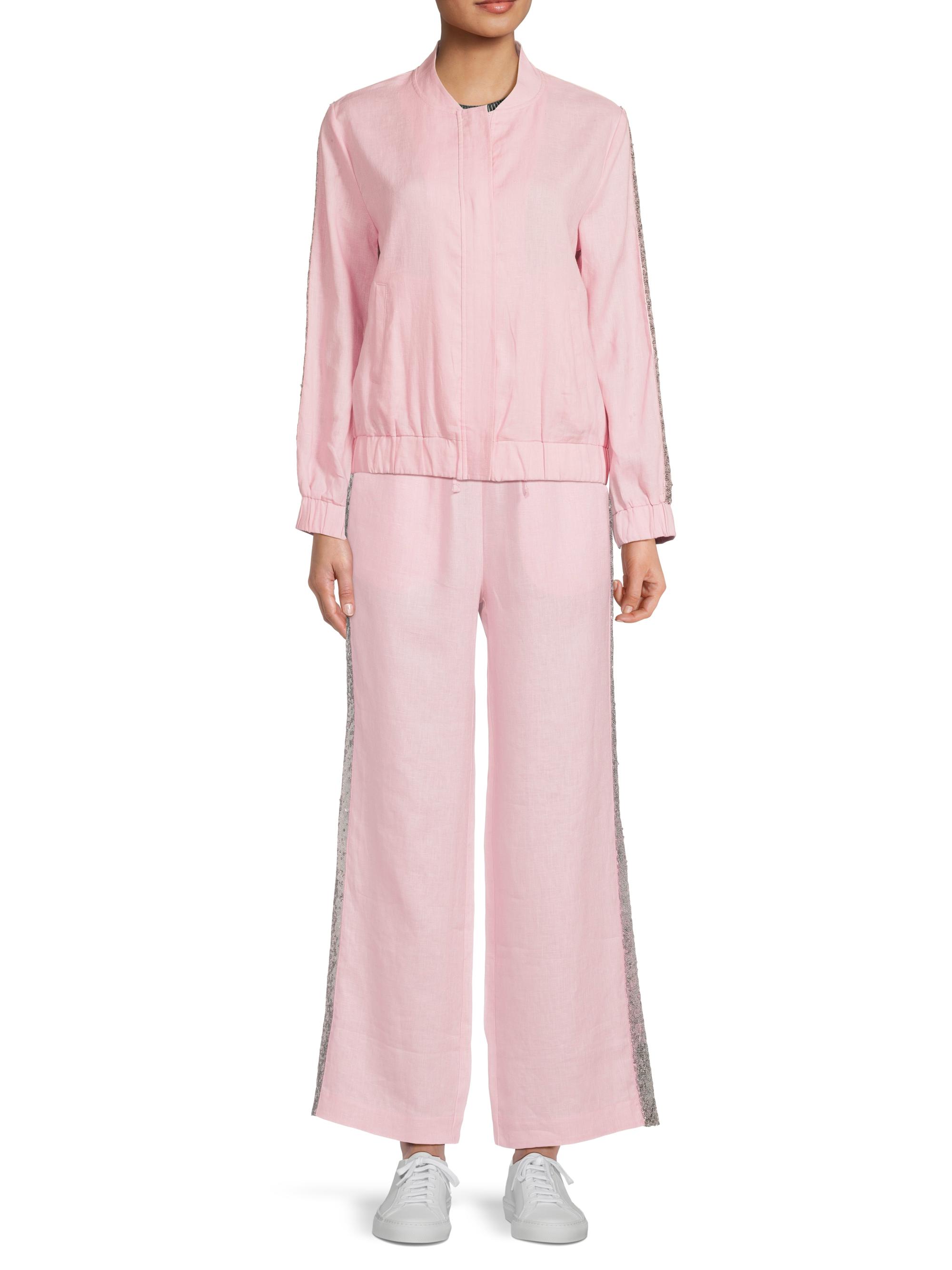 Click here for Saks Fifth Avenue Womens 100 Linen Sequin Trim Str... prices