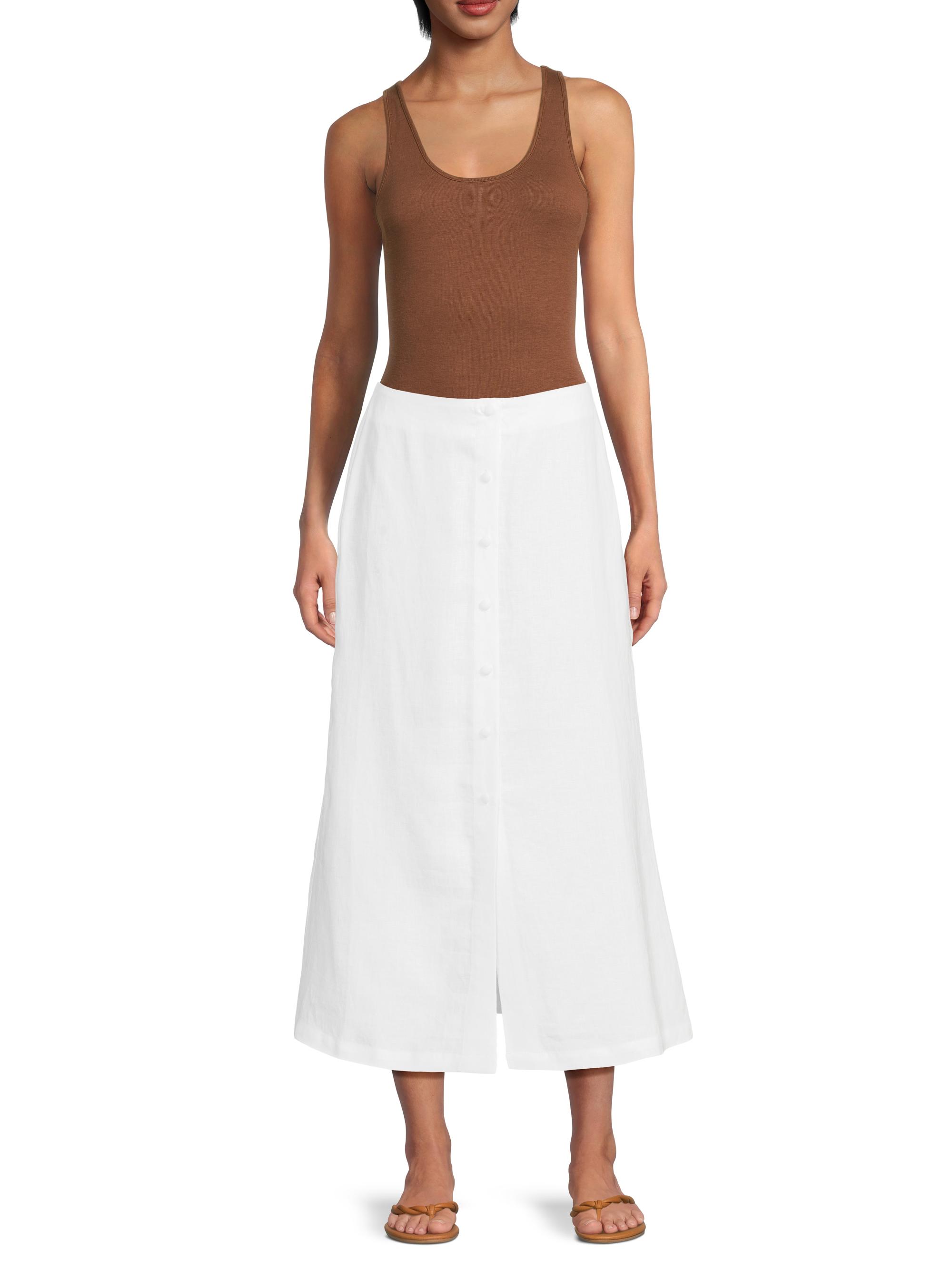 Click here for Saks Fifth Avenue Womens 100 Linen Midi-Skirt - Wh... prices