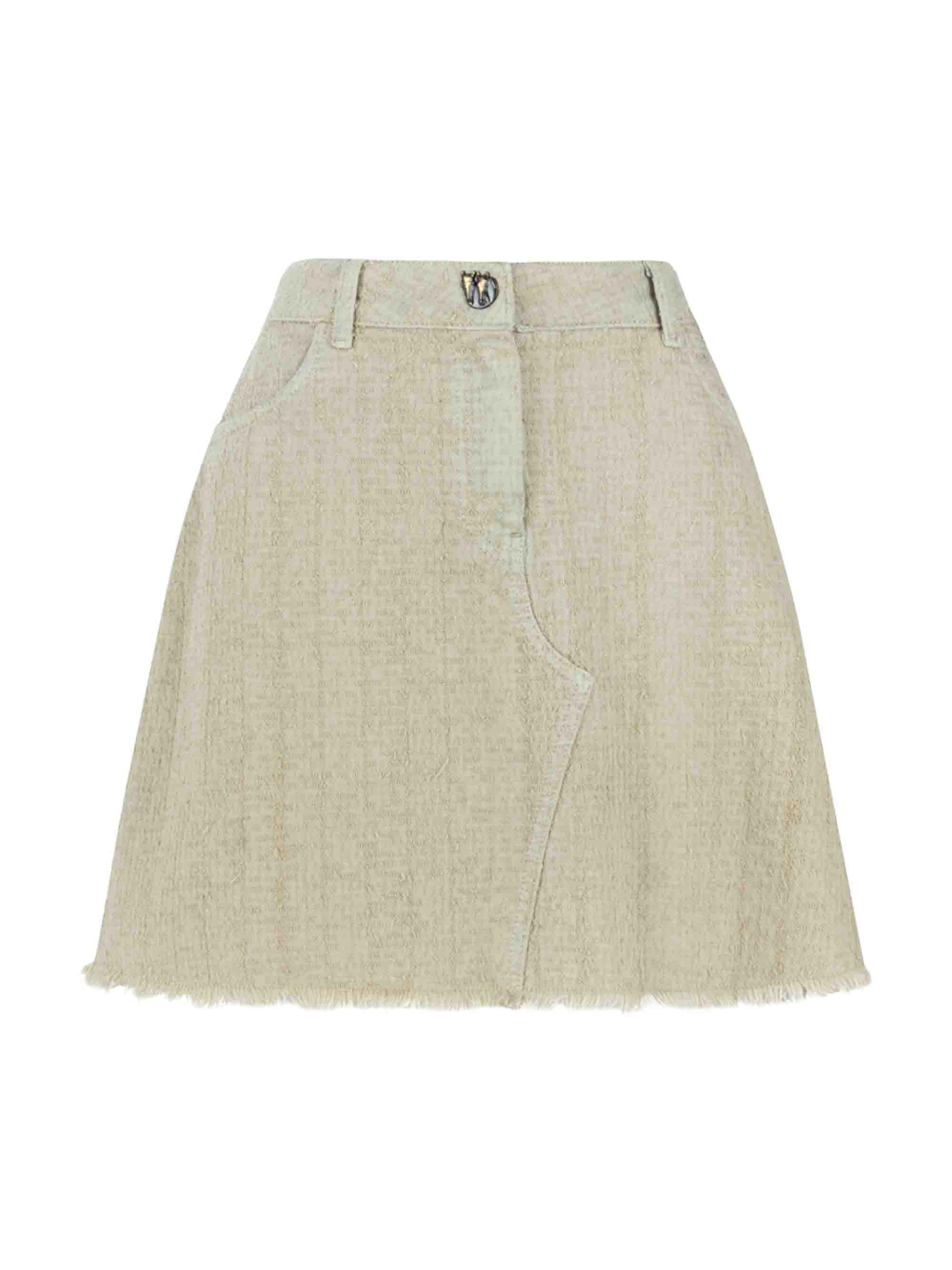 Click here for Nocturne Womens Frayed Mini Denim Skirt - Khaki -... prices