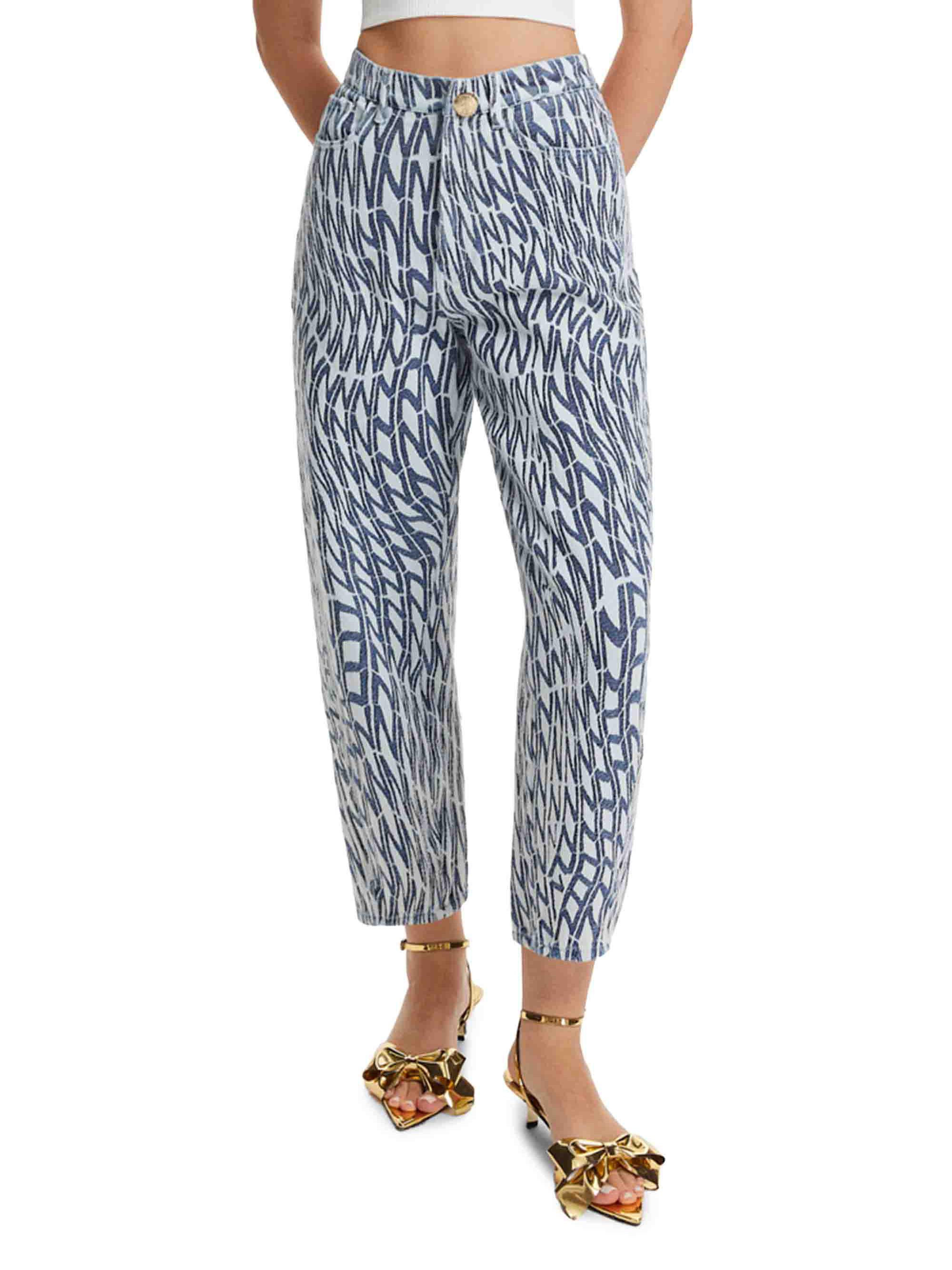 Click here for Nocturne Womens Print Mom Jeans - Blue Multicolor... prices