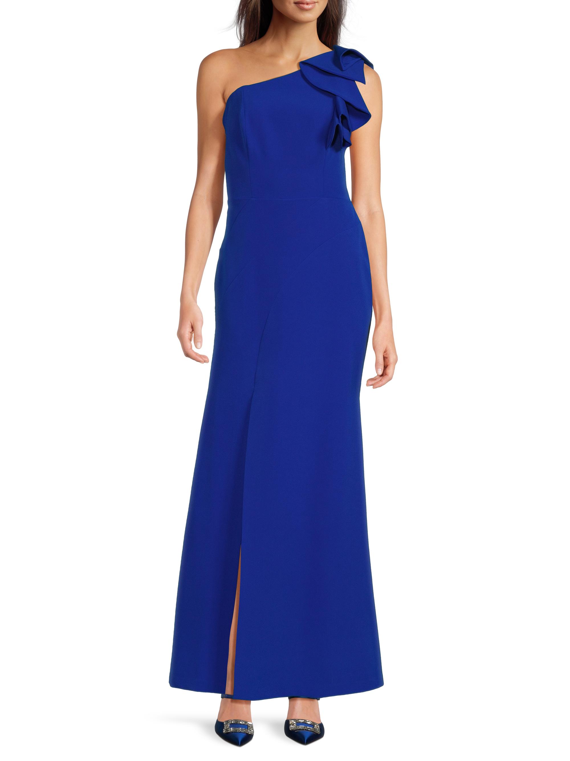 Click here for Eliza J Womens Ruffle One-Shoulder Gown - Cobalt -... prices