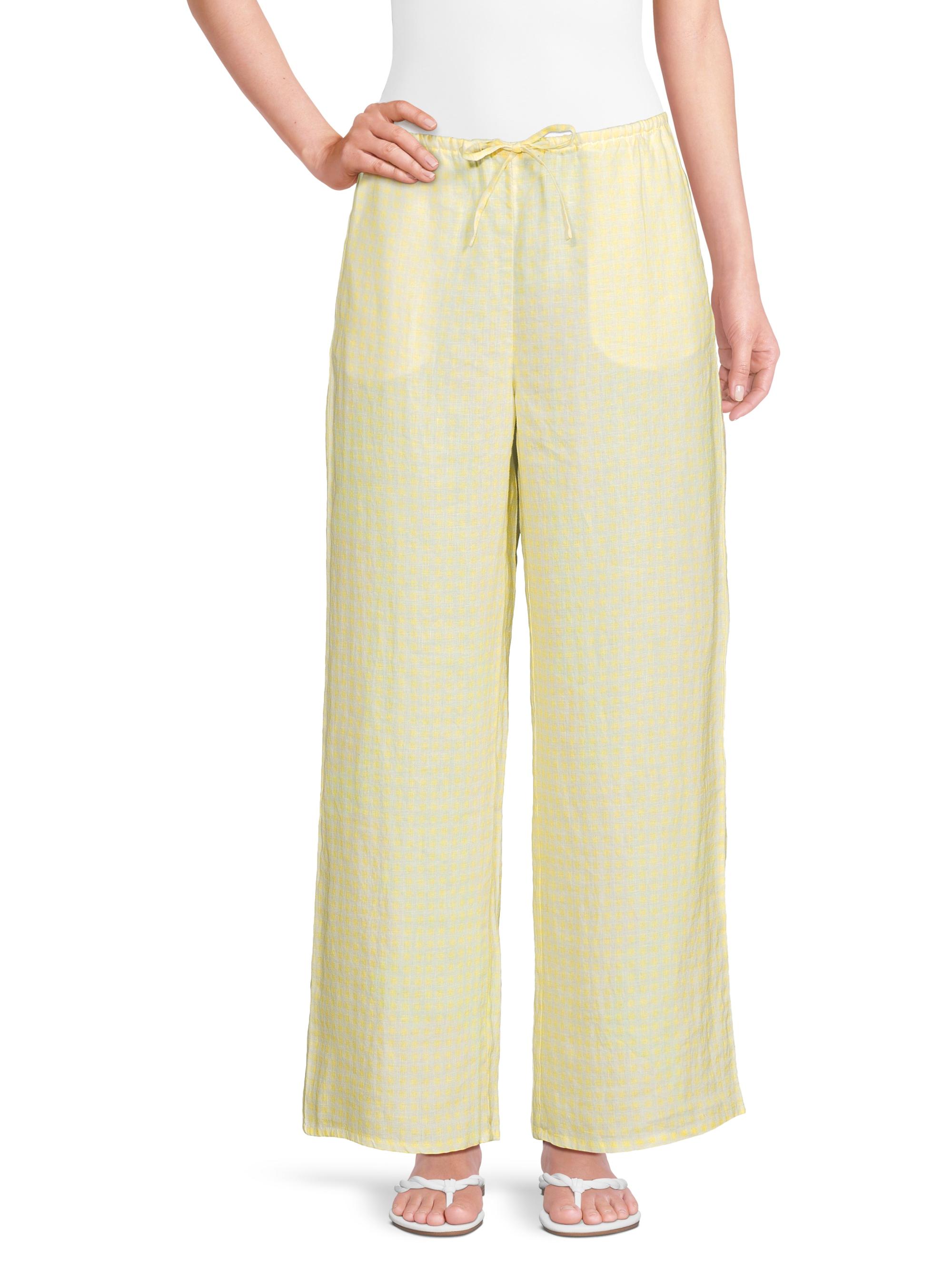 Click here for Saks Fifth Avenue Womens Gingham 100 Linen Drawstr... prices