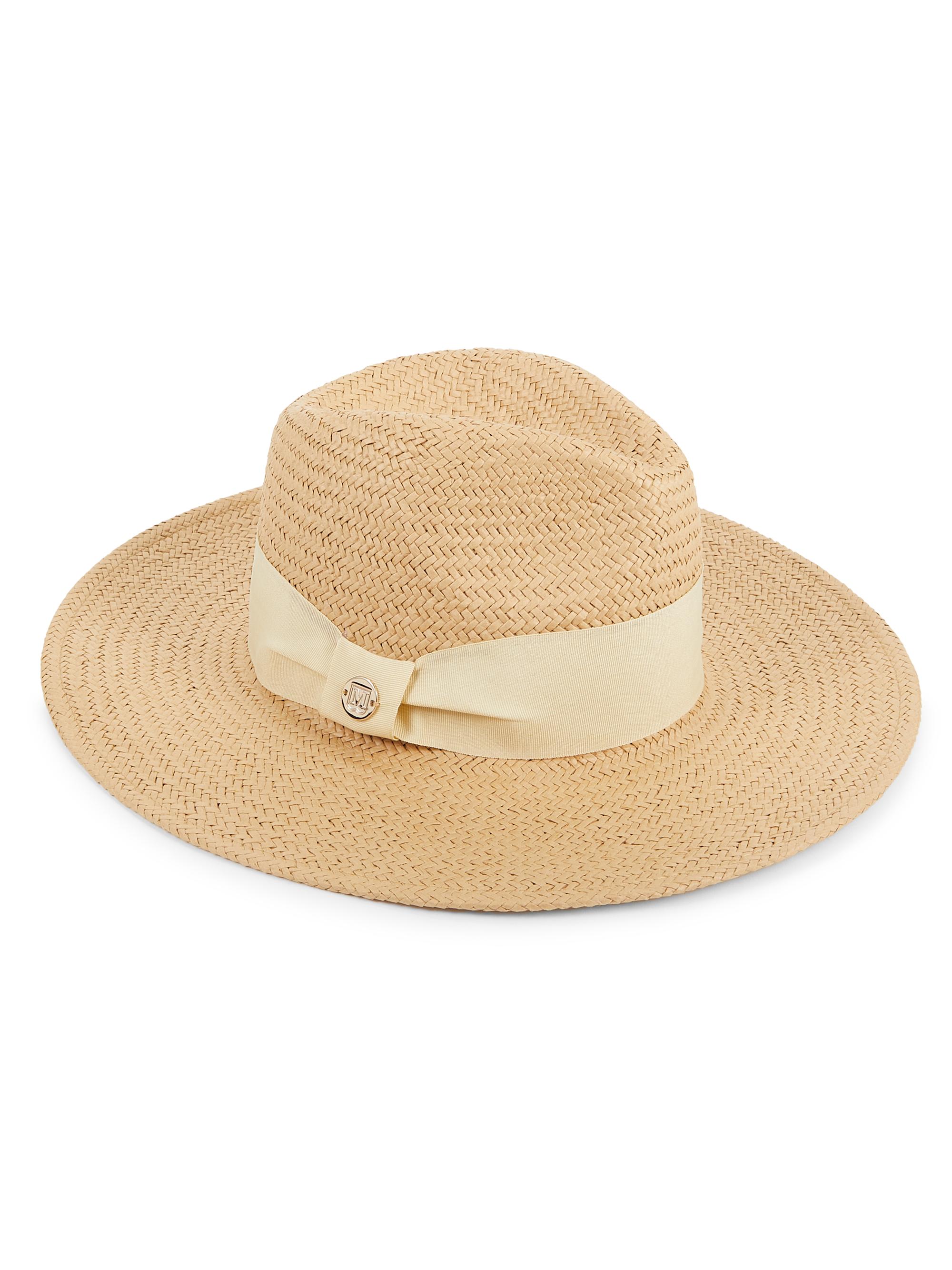 Click here for Bruno Magli Womens Logo Paper Fedora Hat - Beige prices