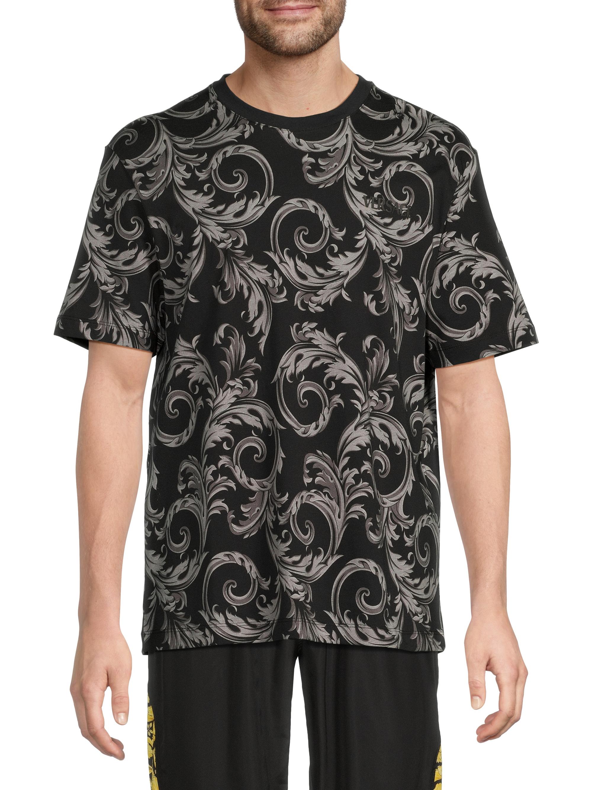 Click here for Versace Mens Cotton Baroque Print T-Shirt - Black... prices