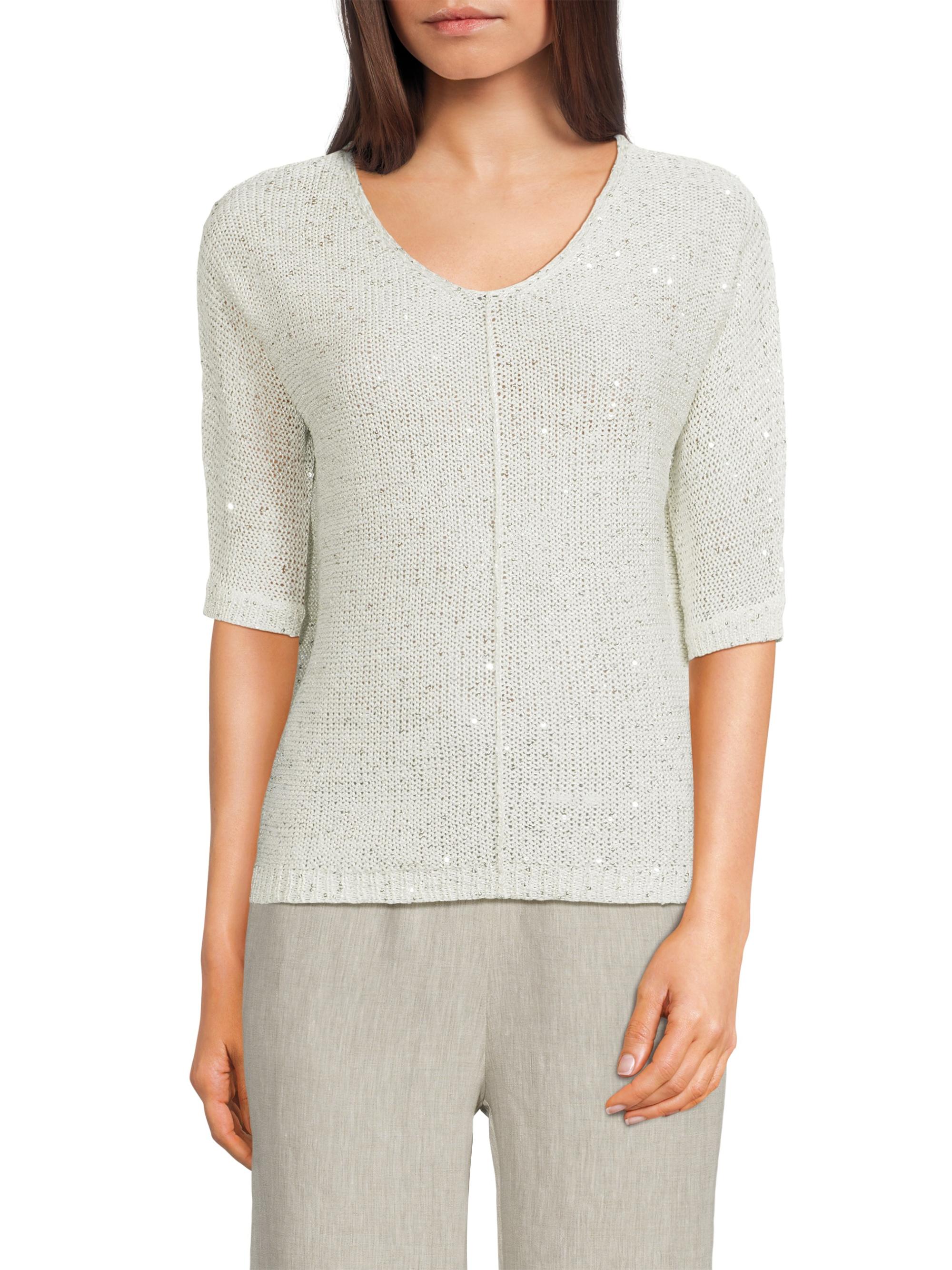 Click here for Wdny Womens Glitter Knit Top - Cream - Size XS prices