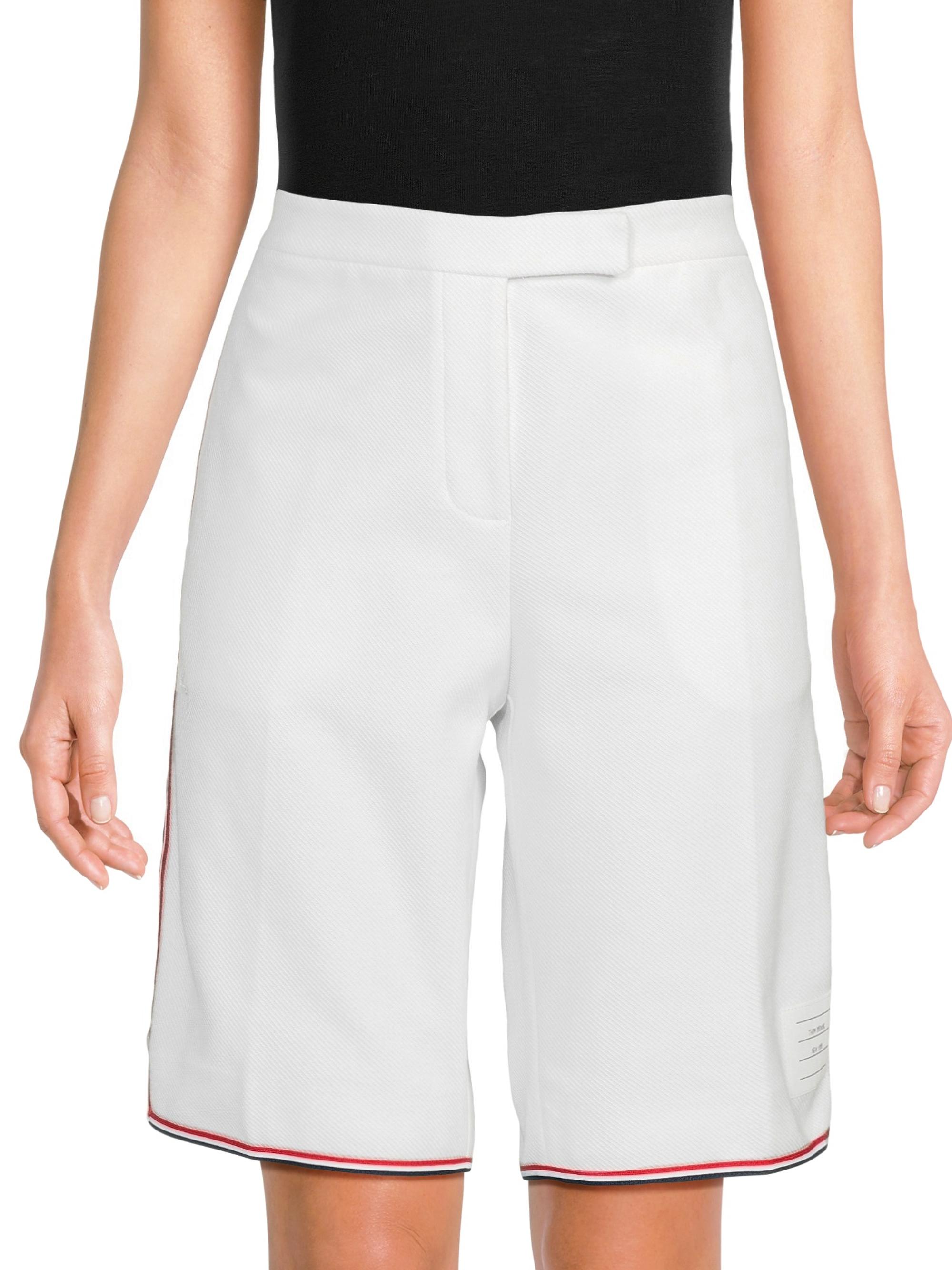 Click here for Thom Browne Womens Flat Front Bermuda Shorts - Whi... prices