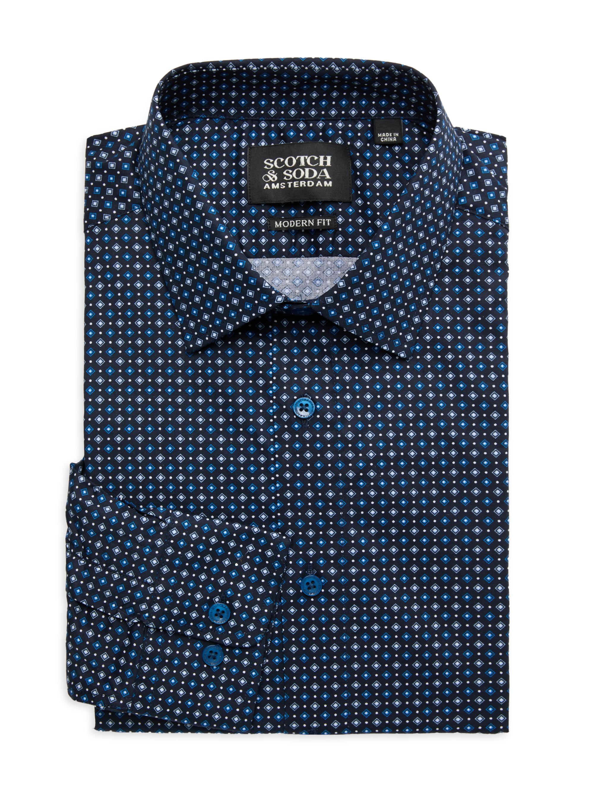 Click here for Scotch & Soda Mens Print Modern Fit Dress Shirt -... prices