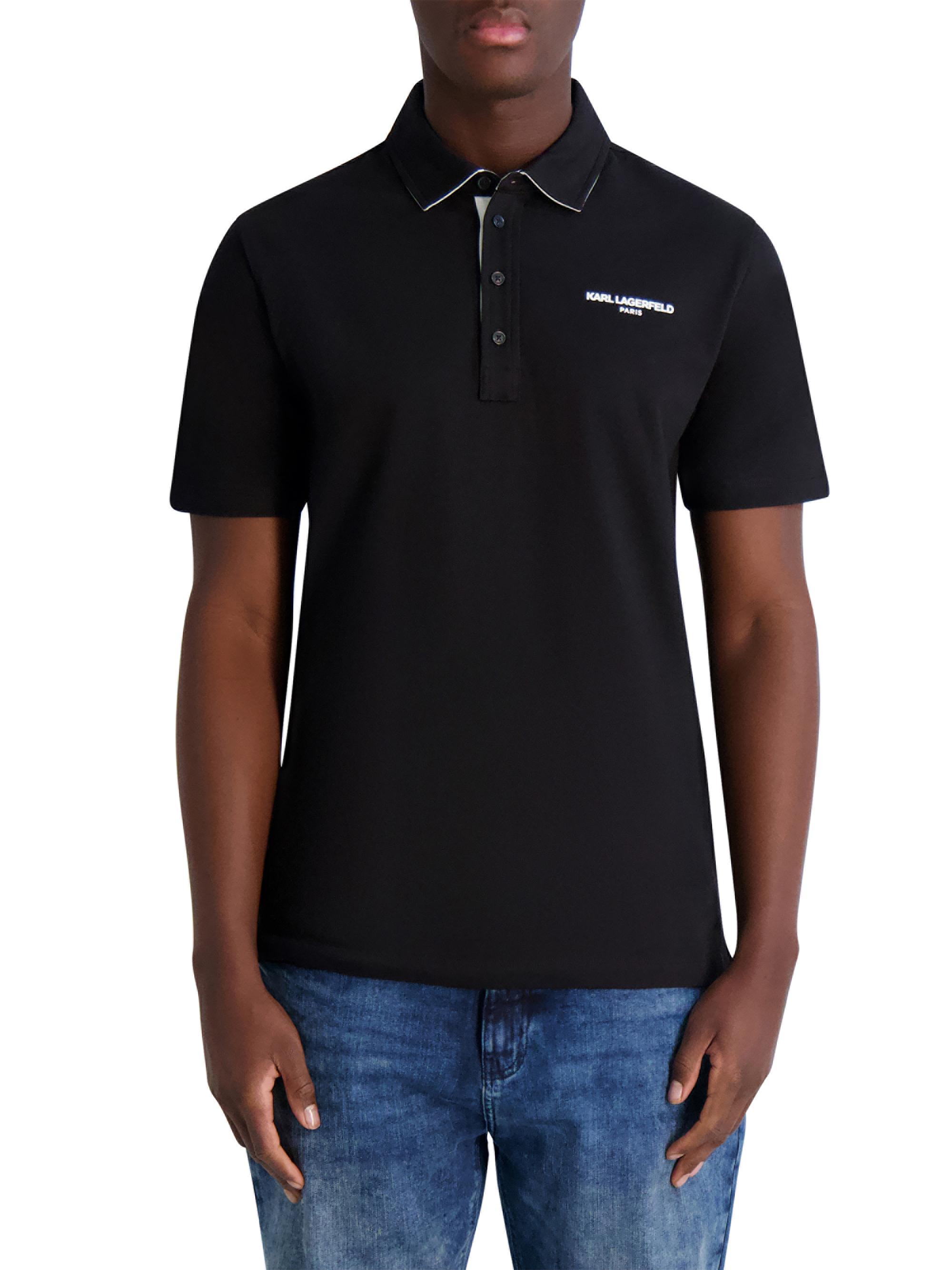 Click here for Karl Lagerfeld Paris Mens Logo Polo Shirt - Black prices