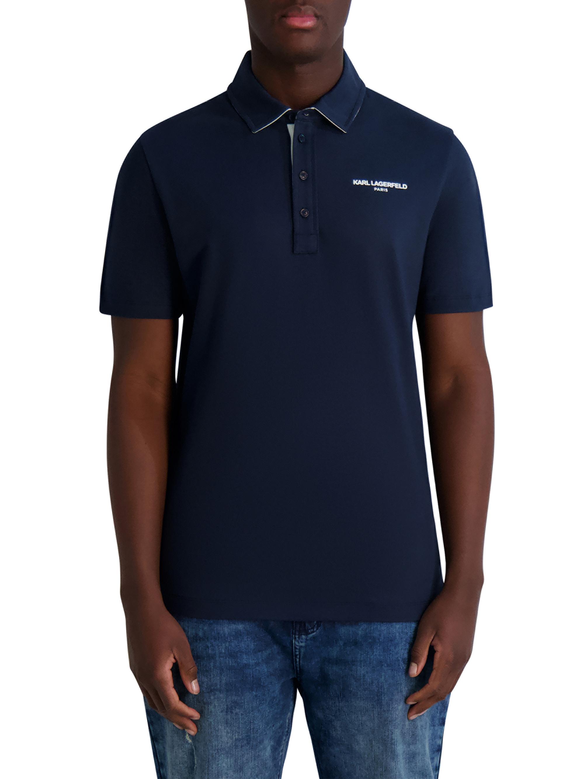 Click here for Karl Lagerfeld Paris Mens Logo Polo Shirt - Navy prices