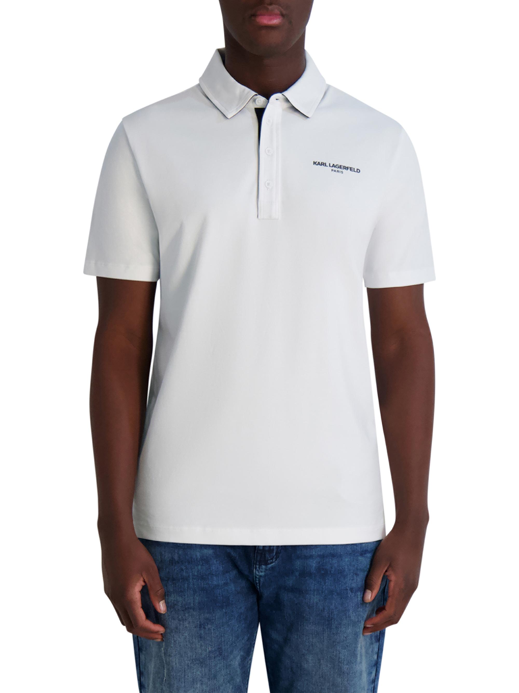 Click here for Karl Lagerfeld Paris Mens Logo Polo Shirt - White prices