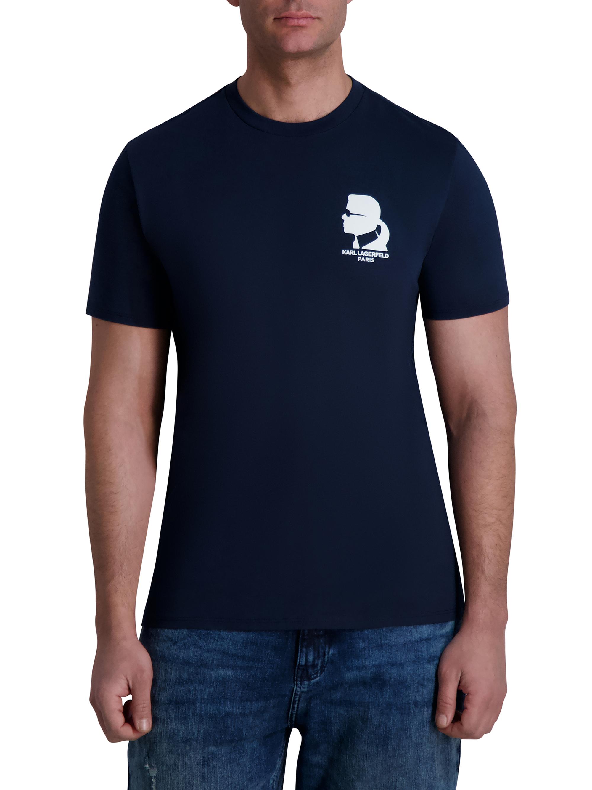 Karl Lagerfeld Paris Mens Short-Sleeve Logo Graphic T-Shirt - Navy