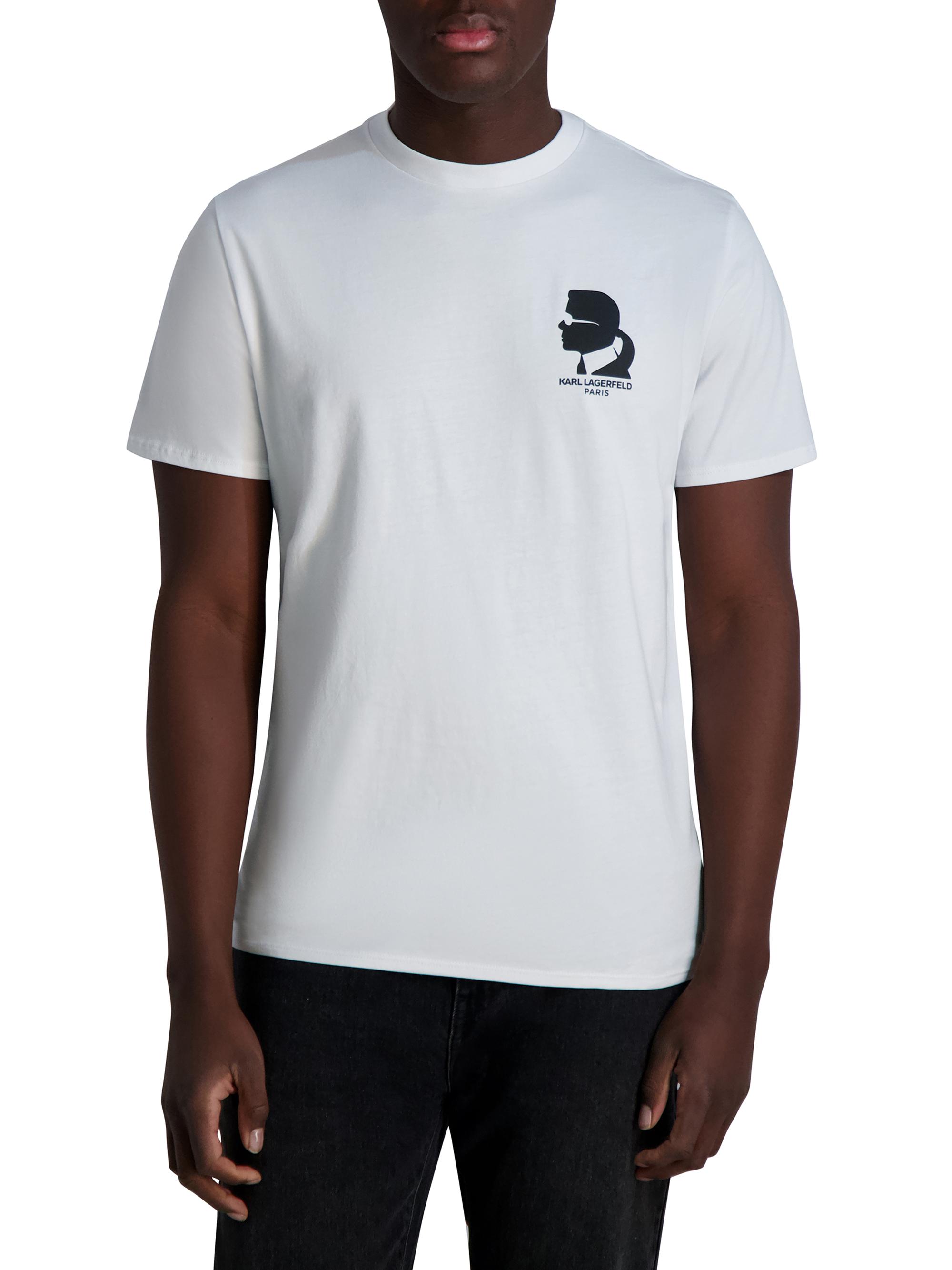 Karl Lagerfeld Paris Mens Short-Sleeve Logo Graphic T-Shirt - White