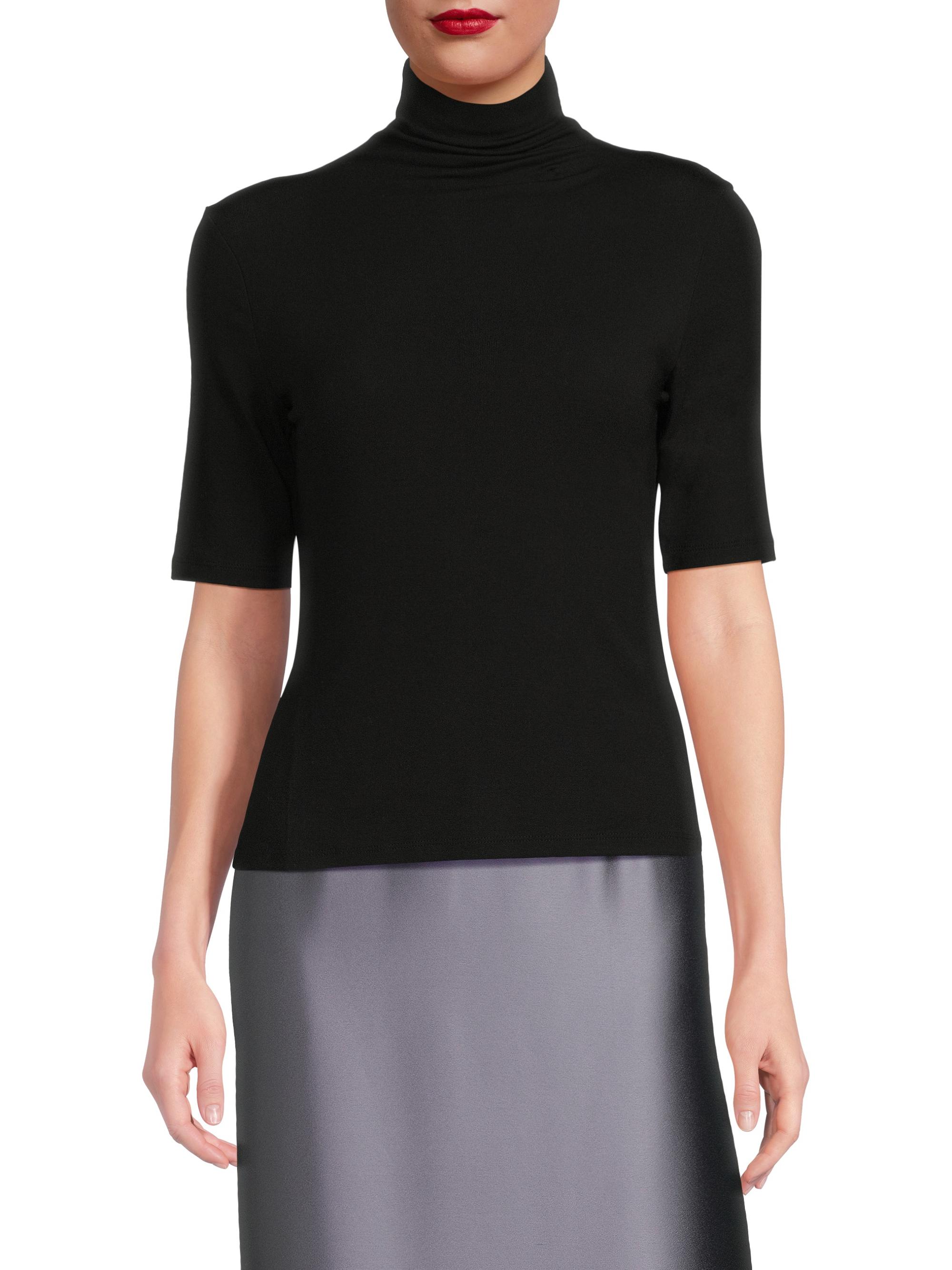 Click here for Vince Womens Elbow-Sleeve Turtleneck Top - Black -... prices