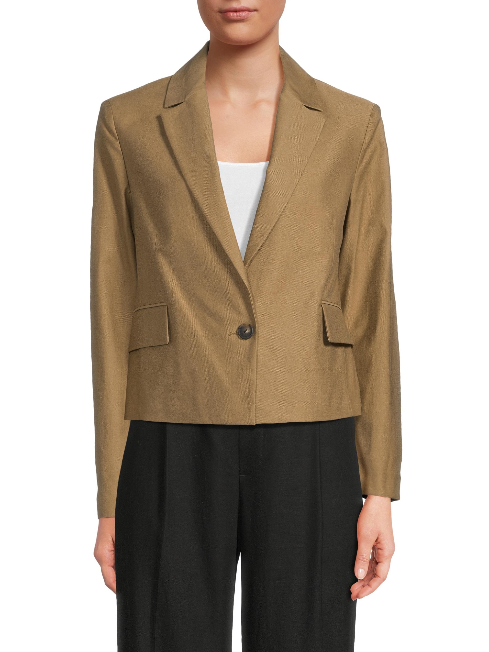 Click here for Vince Womens Cropped Blazer - Light Oak Wood - Siz... prices