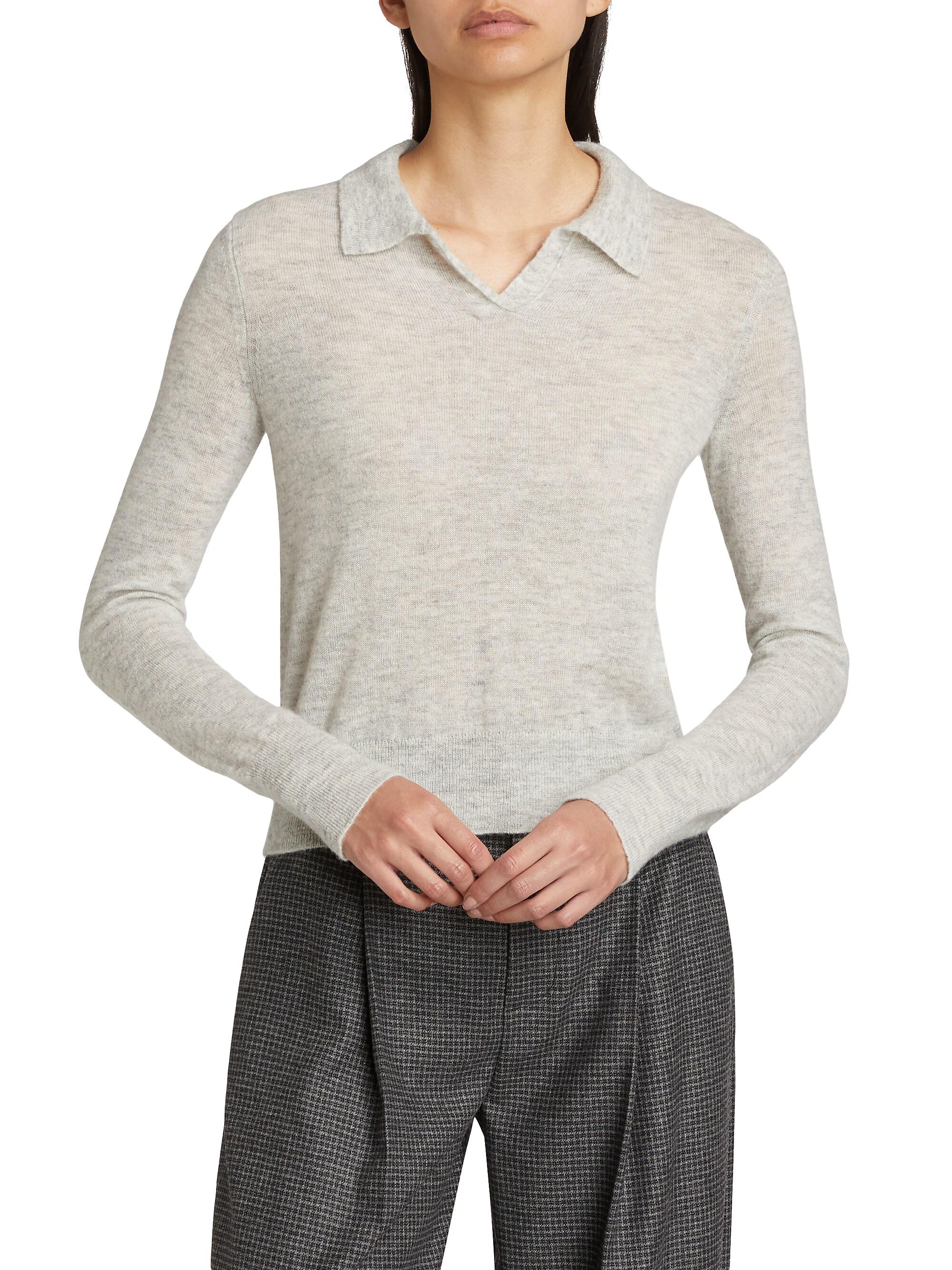 Click here for Vince Womens Merino Wool Blend Polo Sweater - Mist... prices