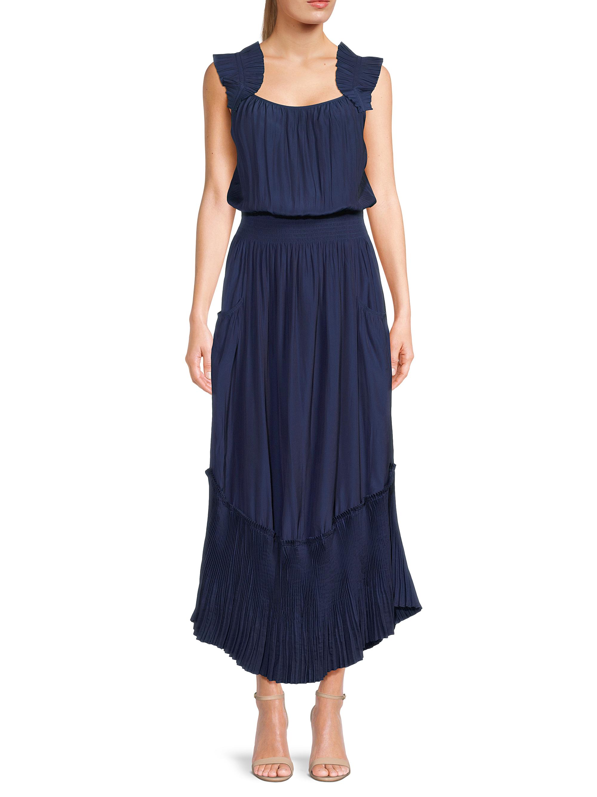 Click here for Ramy Brook Womens Baylor Pleated Blouson Maxi Dres... prices