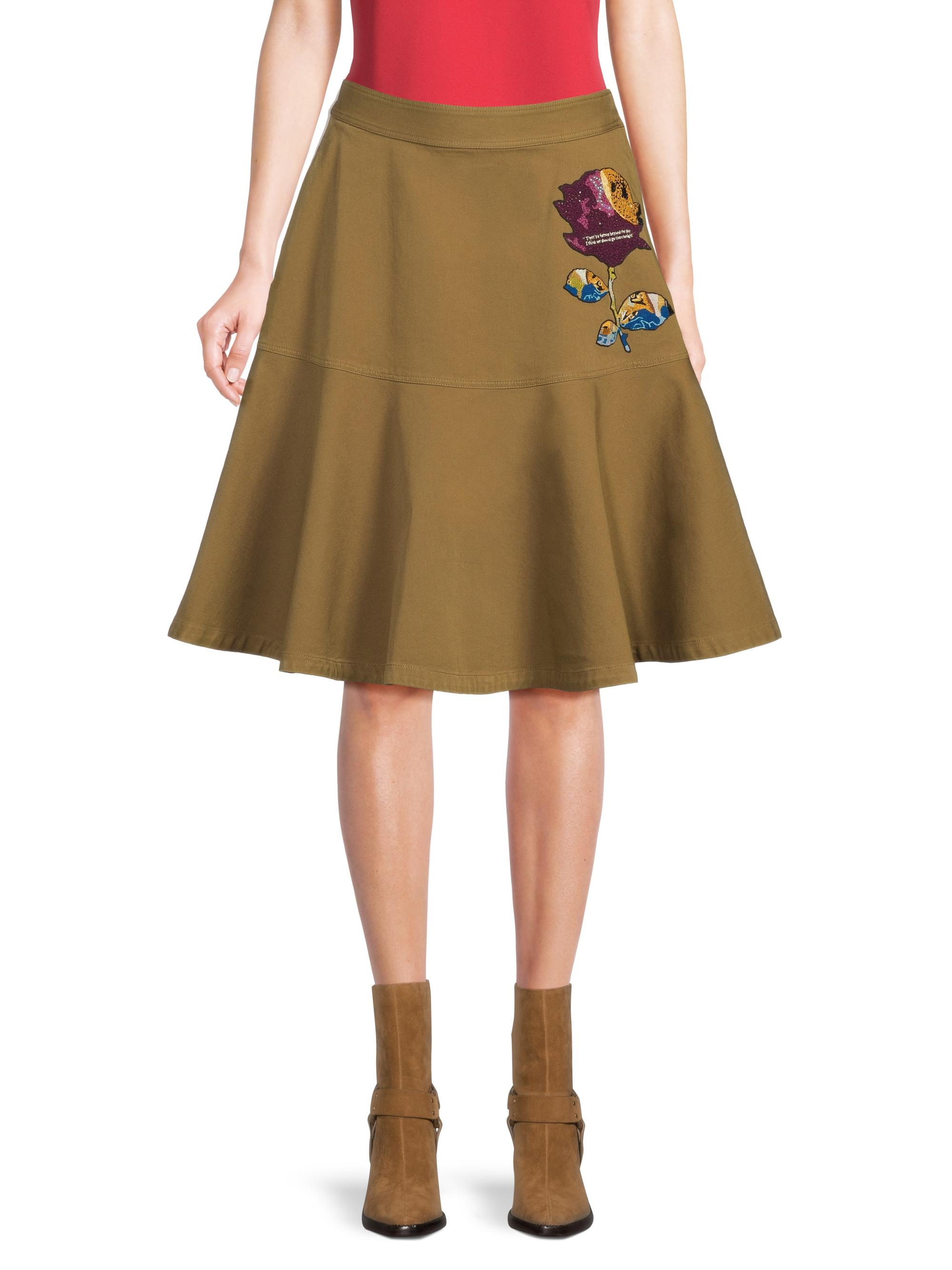 Click here for Valentino Womens Embroidered Flower Cotton Skirt -... prices