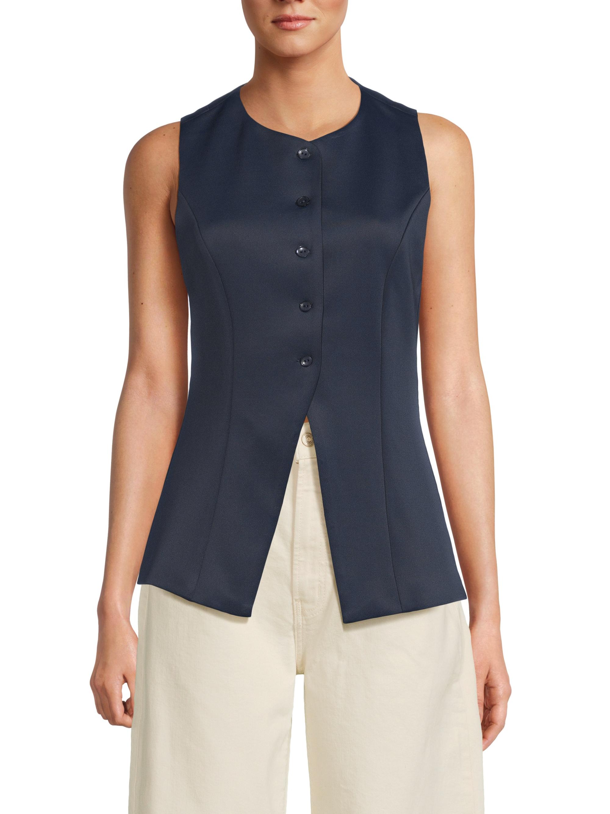 Click here for Hudson Jeans Womens Satin Tuxedo Vest - Navy - Siz... prices