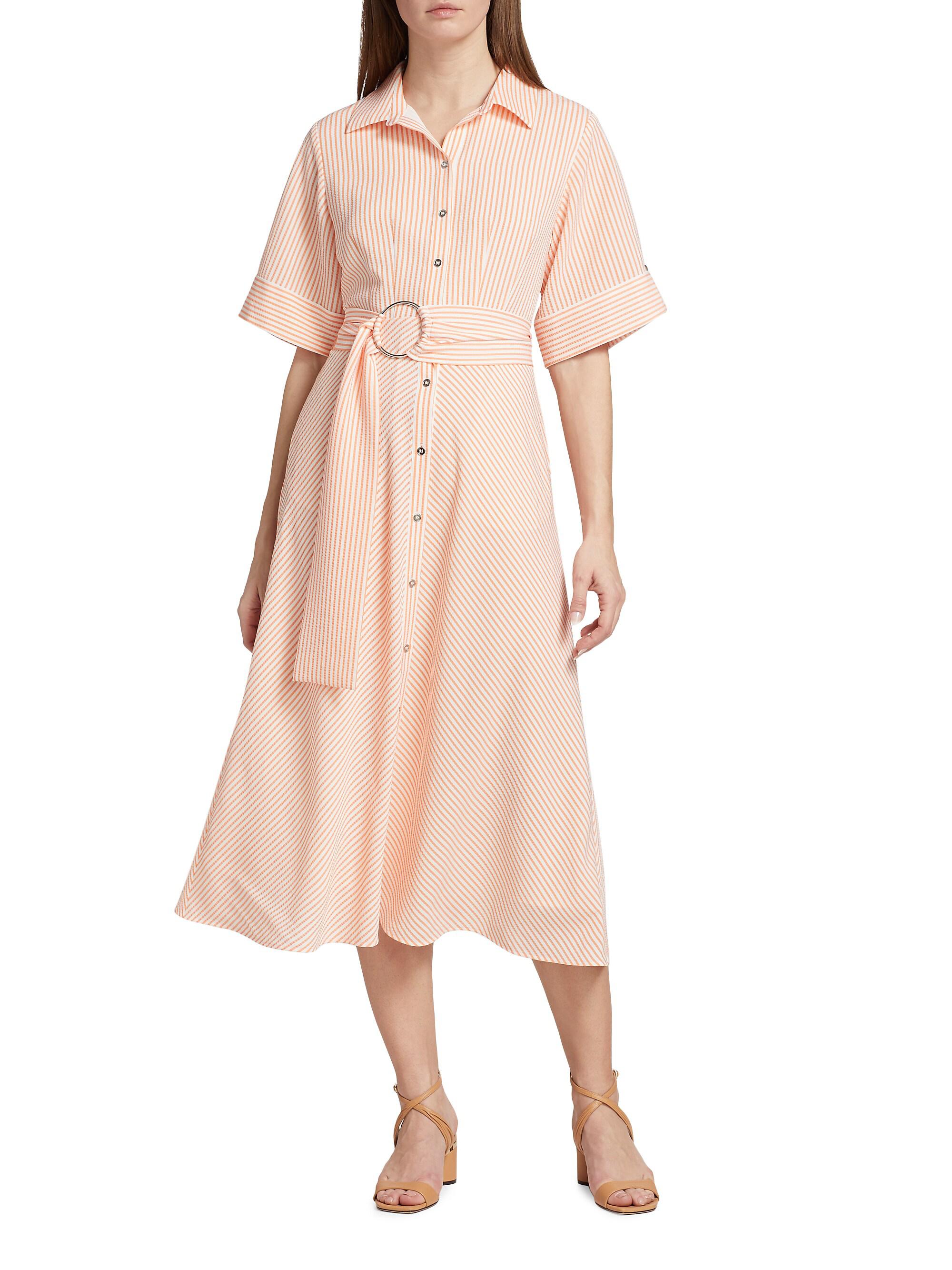 Click here for Elie Tahari Womens The Eden Belted Midi-Dress - Or... prices