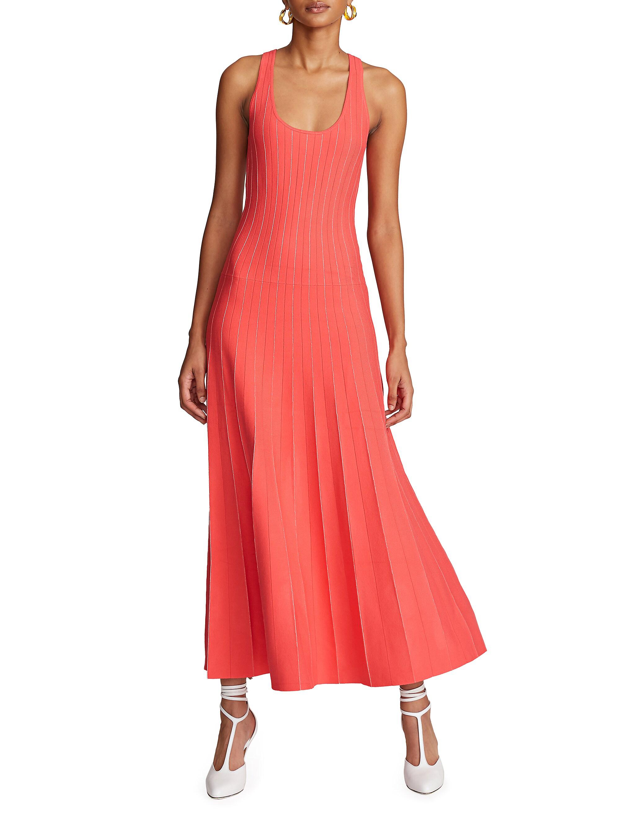 Click here for Halston Womens Brandis Striped Pleated Maxi Dress... prices