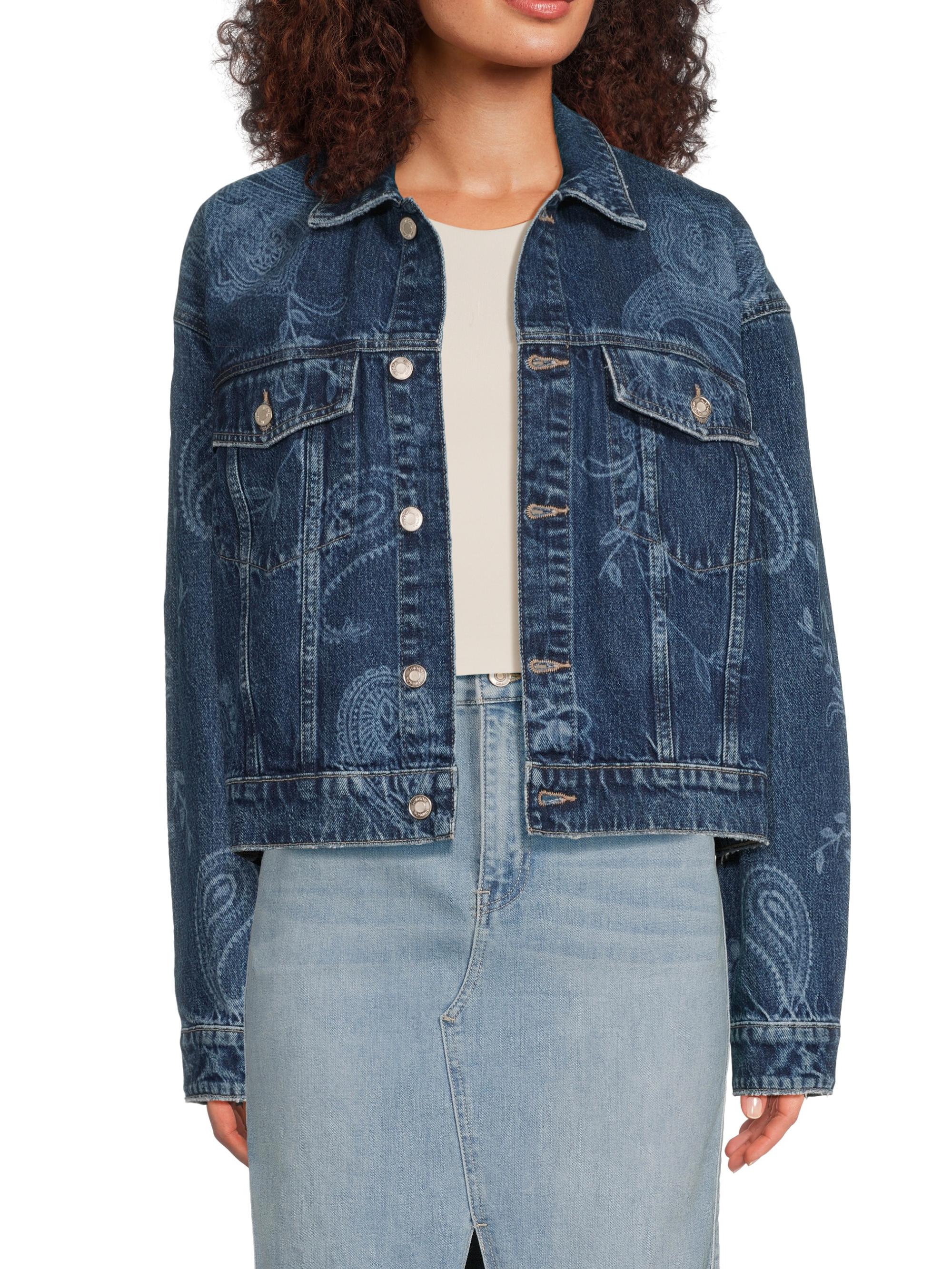 Click here for Hudson Jeans Womens Brea Paisley Print Denim Truck... prices