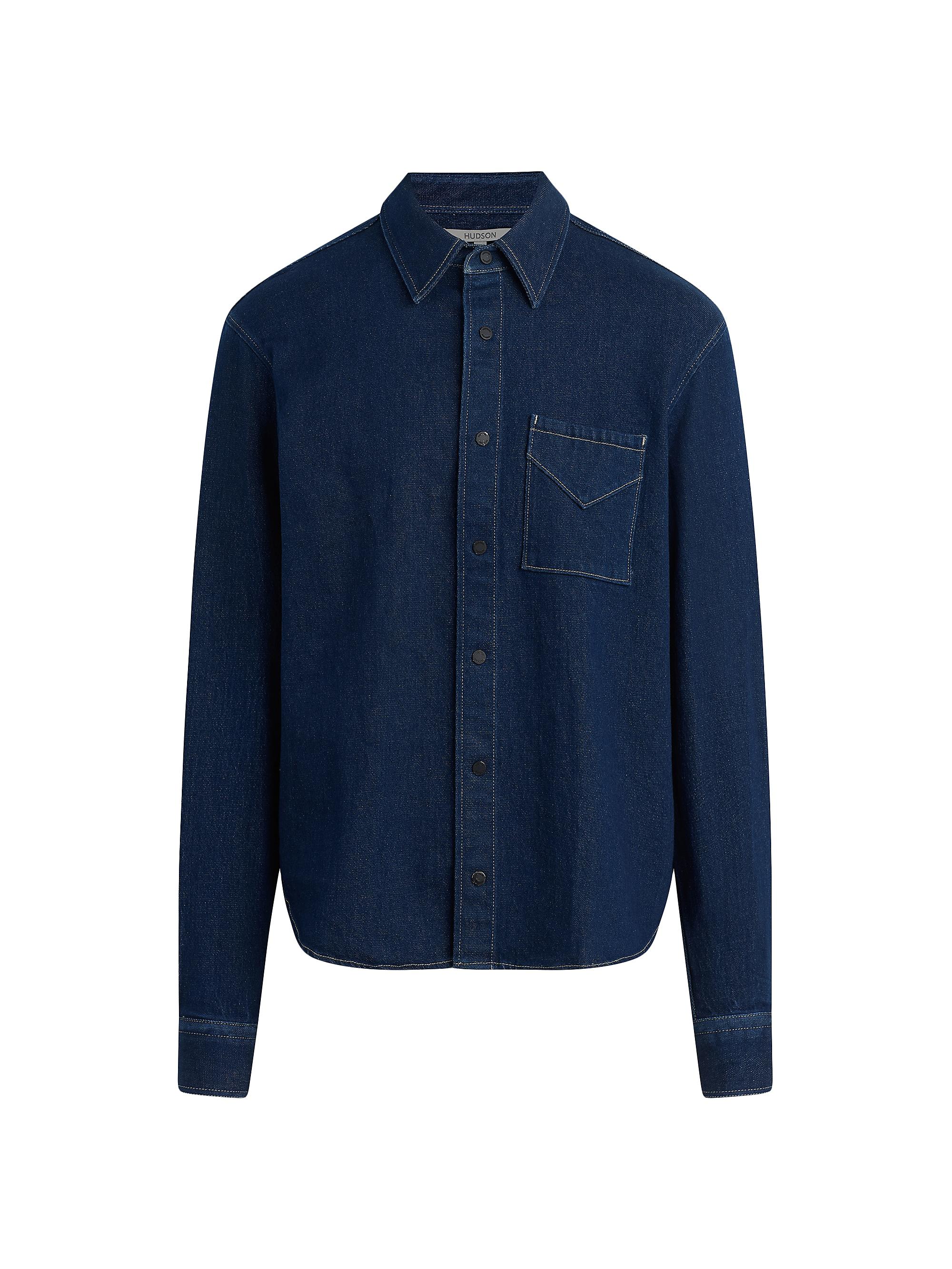 Click here for Hudson Jeans Mens Spread Collar Stretch Denim Shir... prices