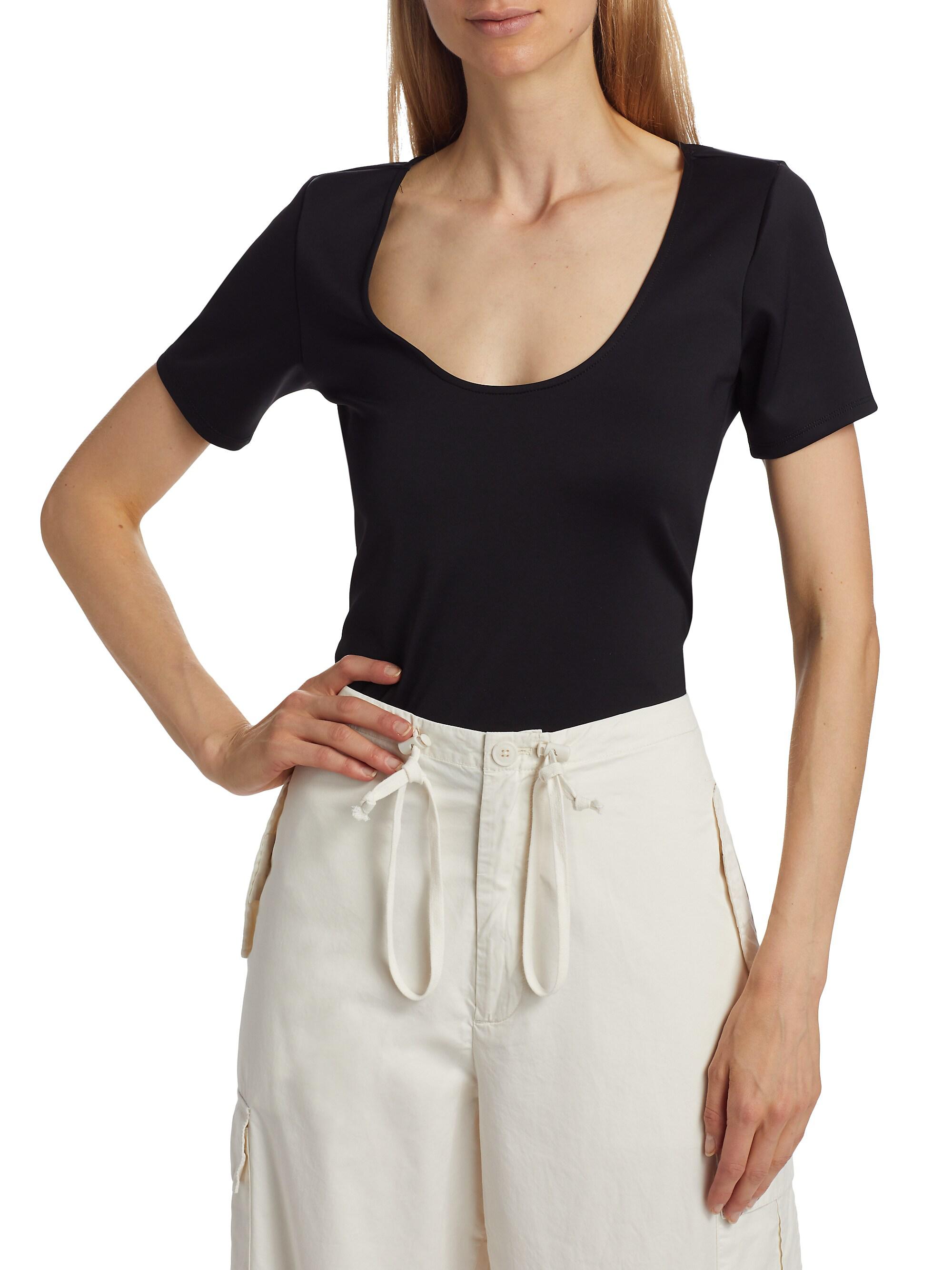 Click here for Good American Womens Scuba Scoopneck Crop T-Shirt... prices