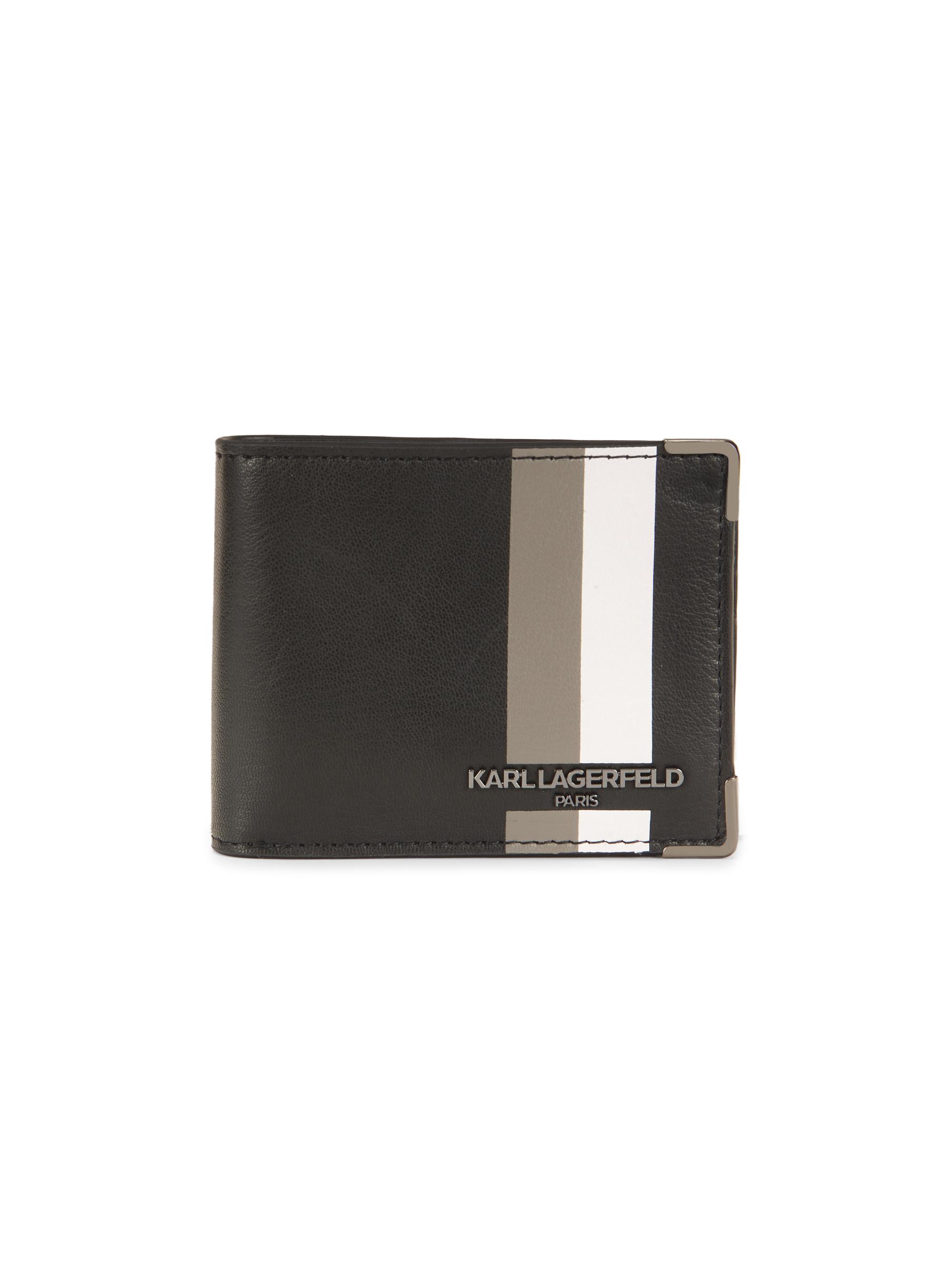 Click here for Karl Lagerfeld Paris Mens Striped Leather Bifold W... prices