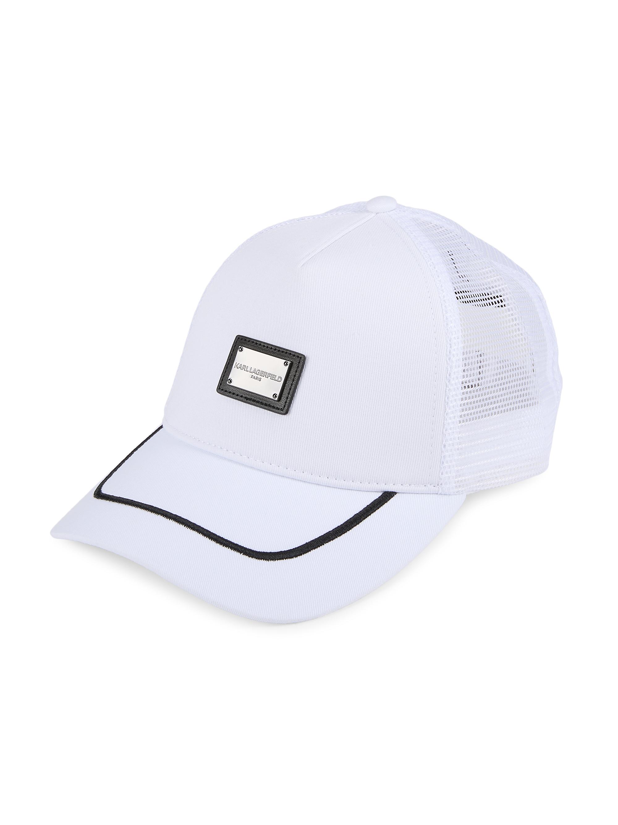 Click here for Karl Lagerfeld Paris Mens Logo Trucker Hat - White prices
