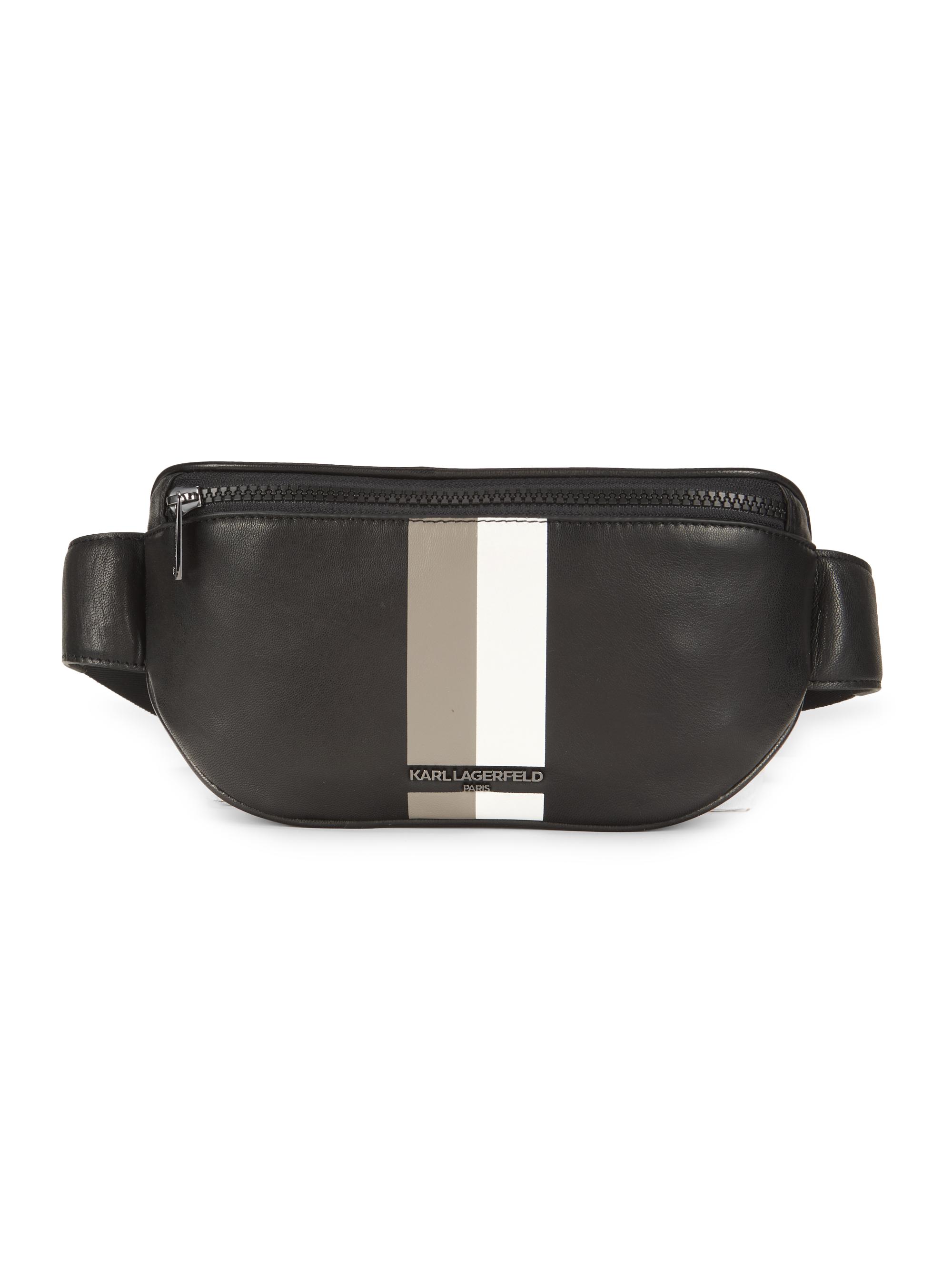 Click here for Karl Lagerfeld Paris Mens Striped Leather Belt Bag... prices