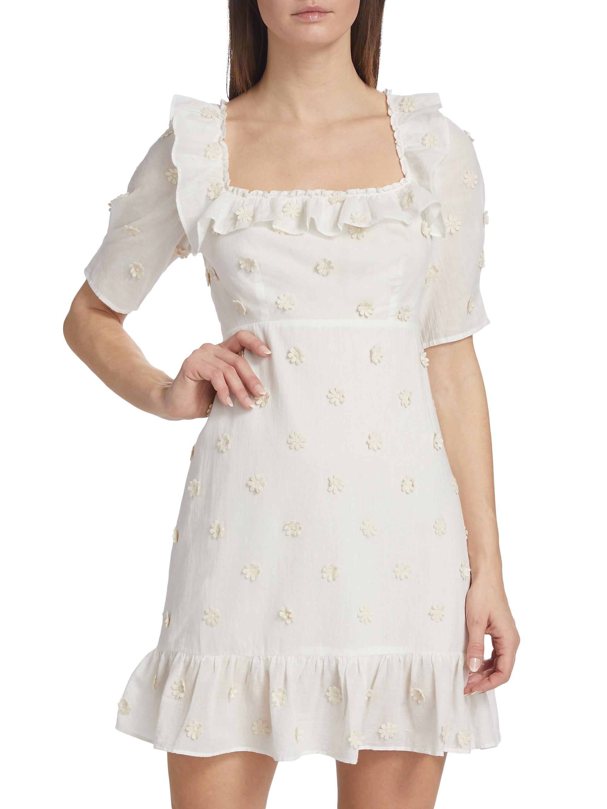 Click here for Rixo Womens Camille Floral-Appliqué Minidress - Iv... prices