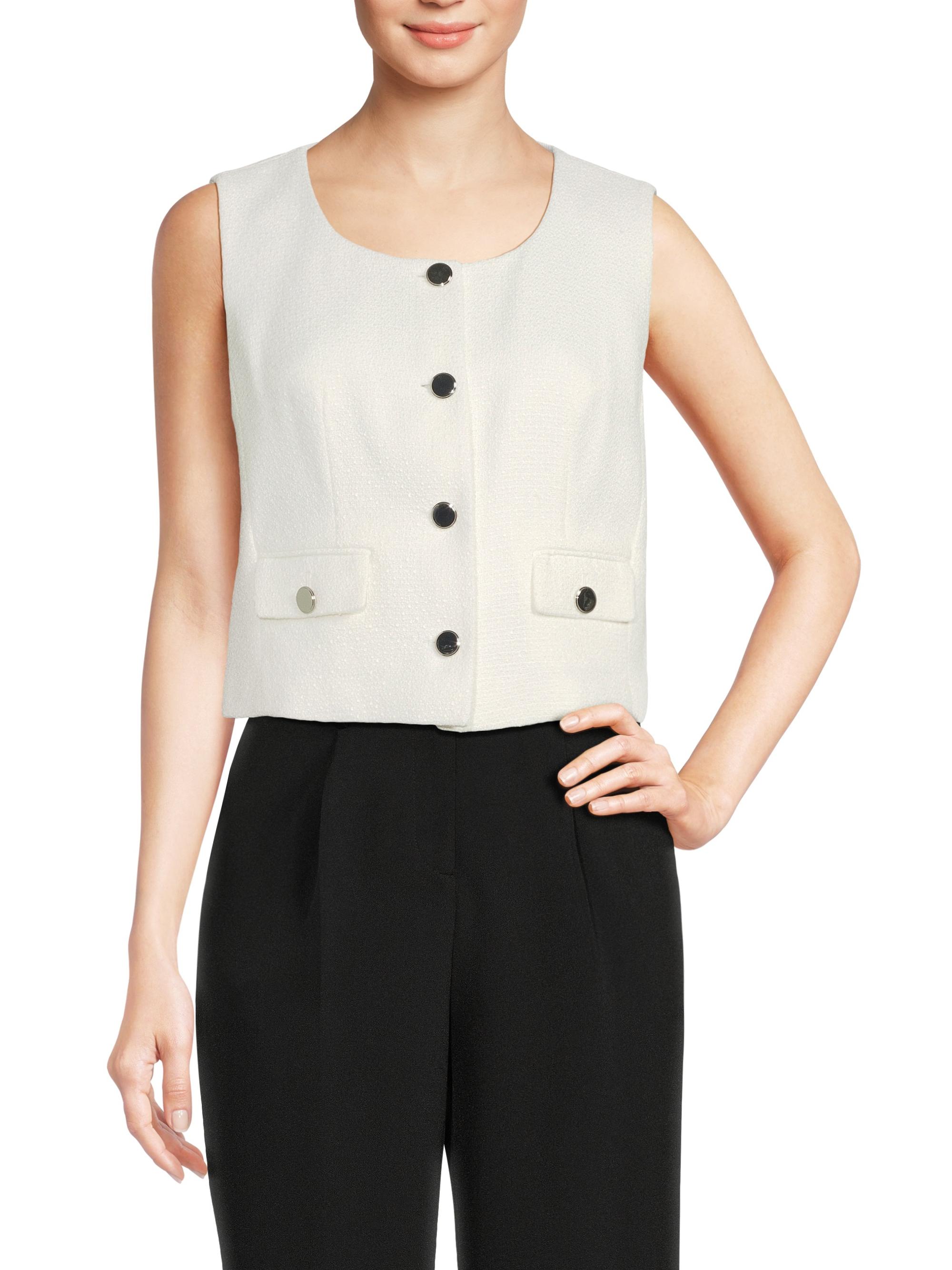 Click here for Calvin Klein Womens Button Vest - Cream - Size 12 prices