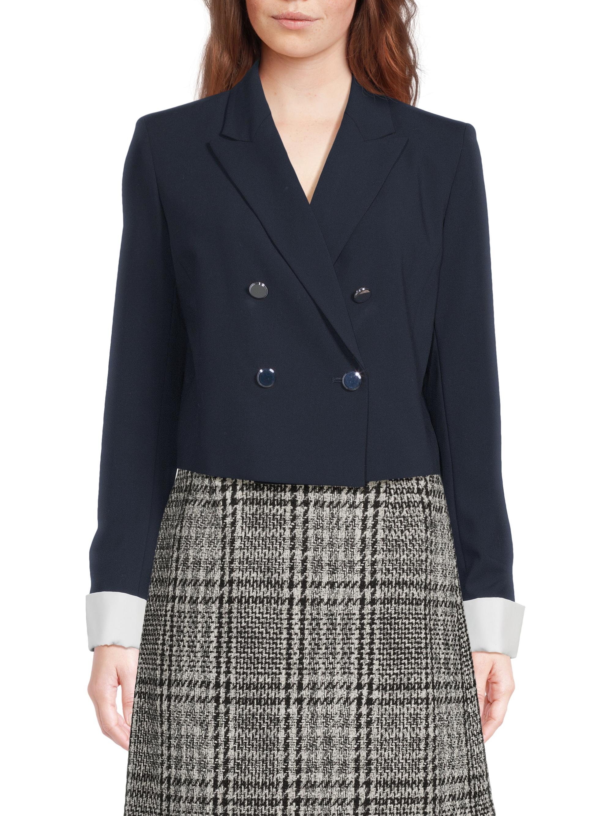 Click here for Calvin Klein Womens Peak Lapel Cropped Blazer - Na... prices