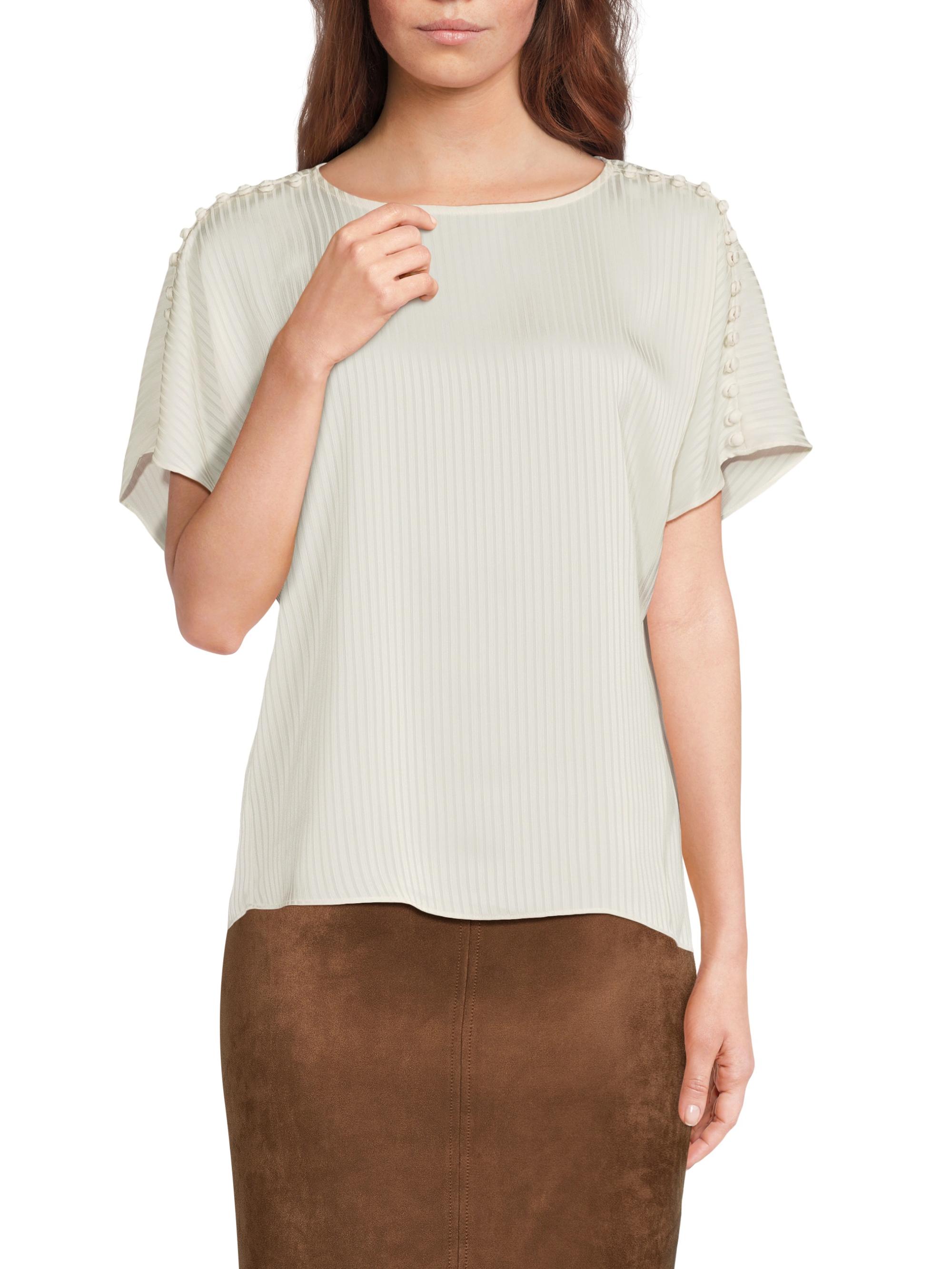 Click here for Calvin Klein Womens Striped Keyhole Top - Cream -... prices