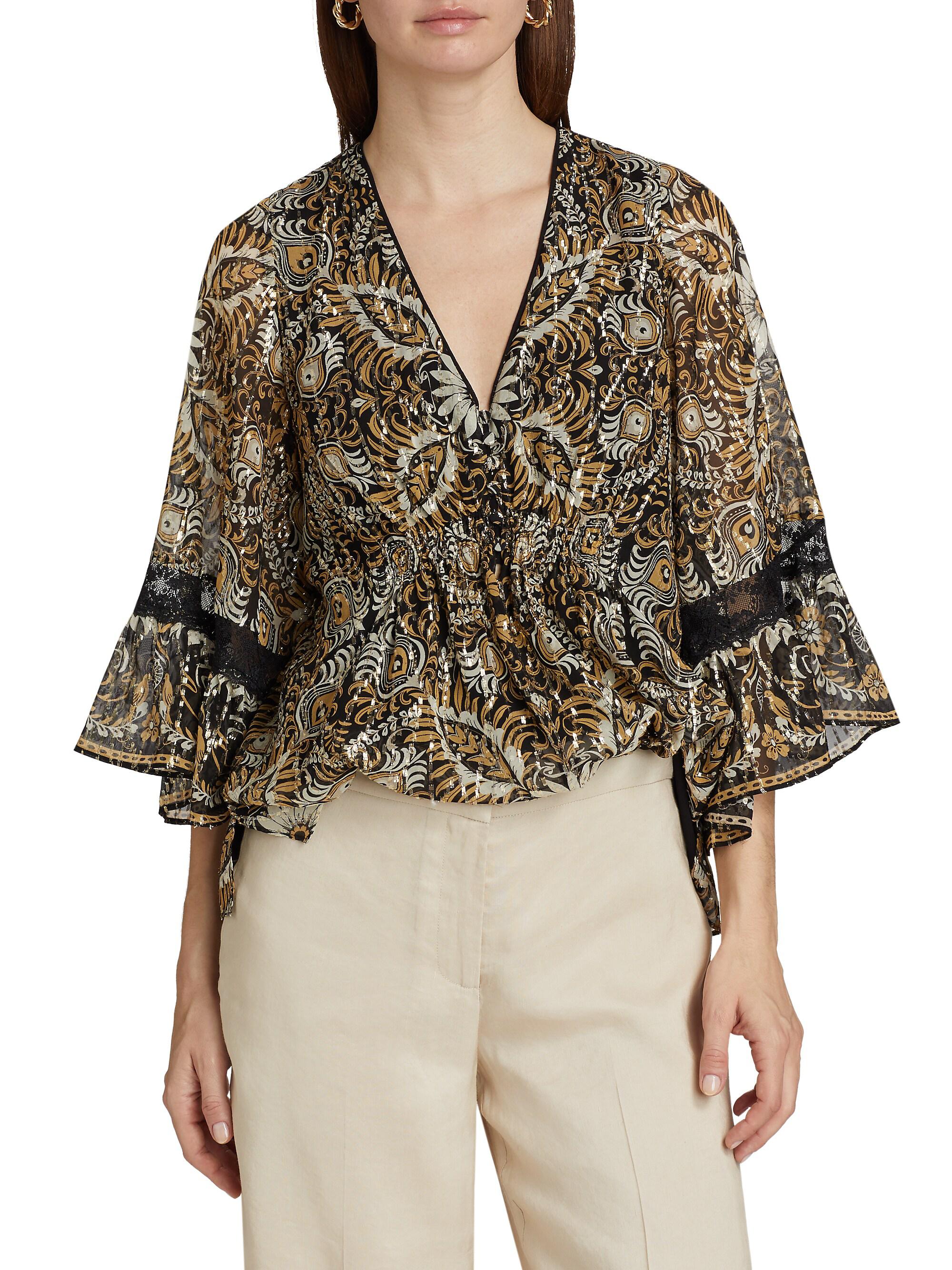 Click here for Kobi Halperin Womens Ele Metallic Jacquard Blouse... prices