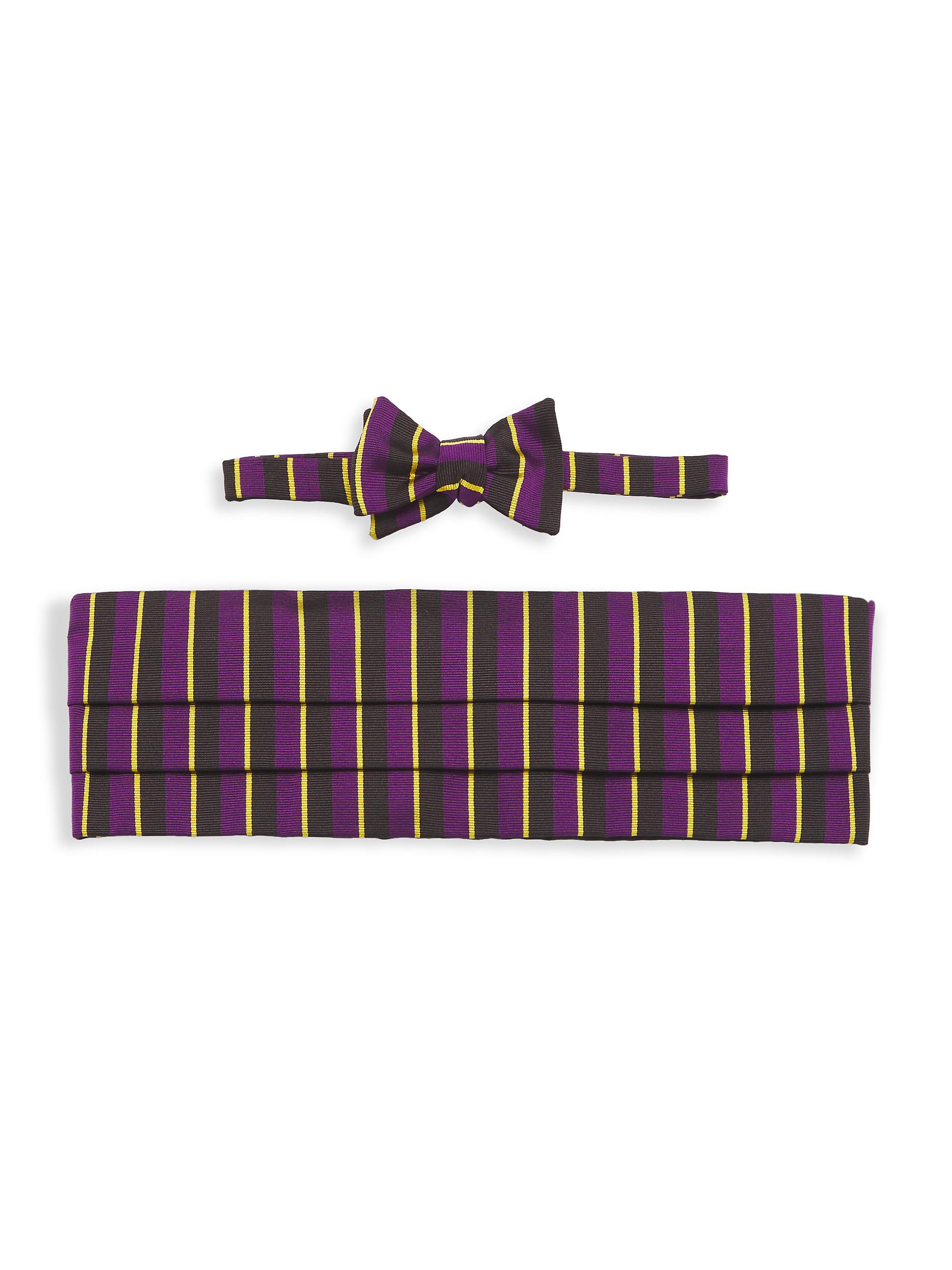 Click here for Paul Stuart Mens Silk Striped Bow Tie & Cummerbund... prices