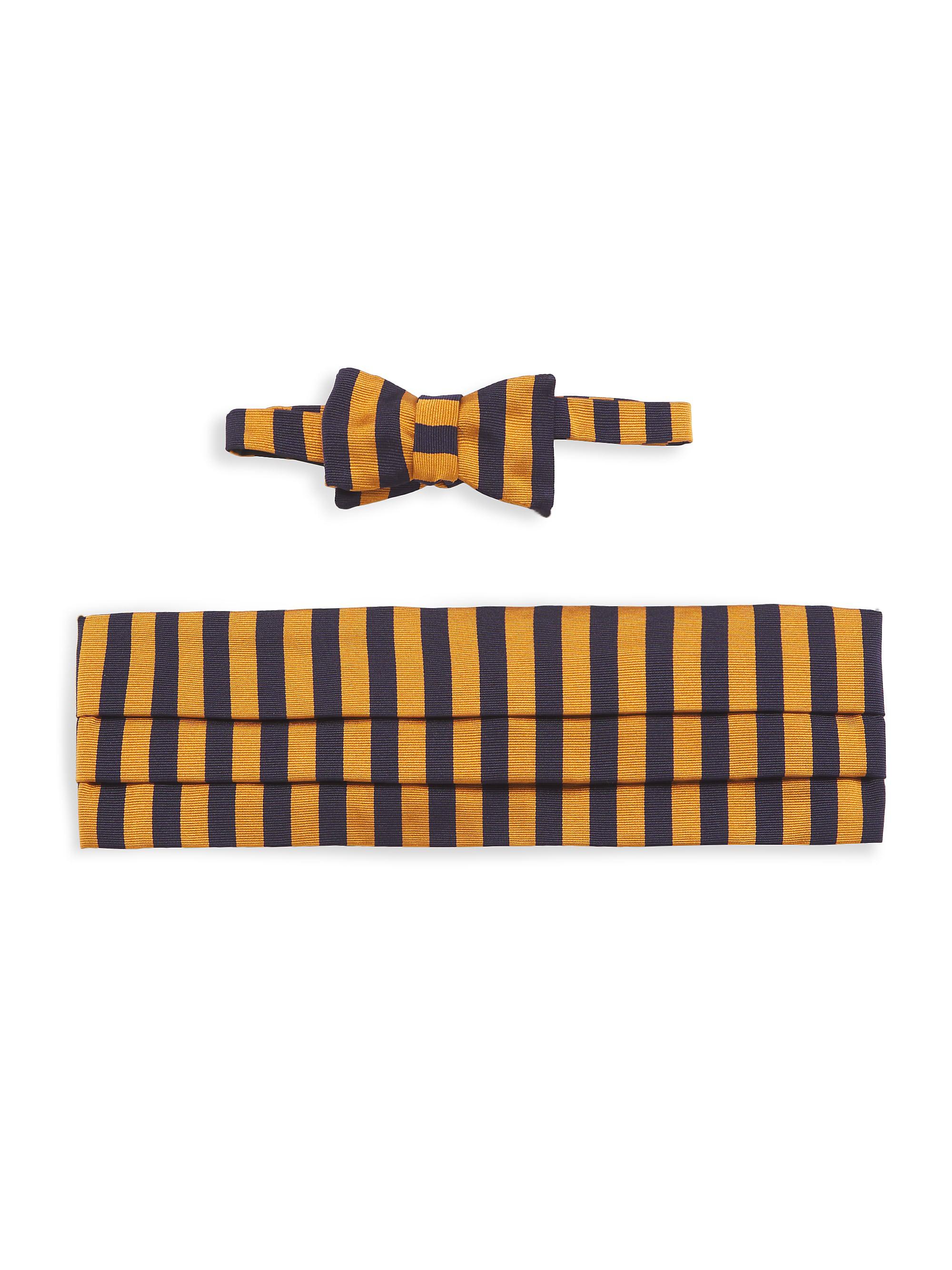Click here for Paul Stuart Mens Silk Striped Bow Tie & Cummerbund... prices