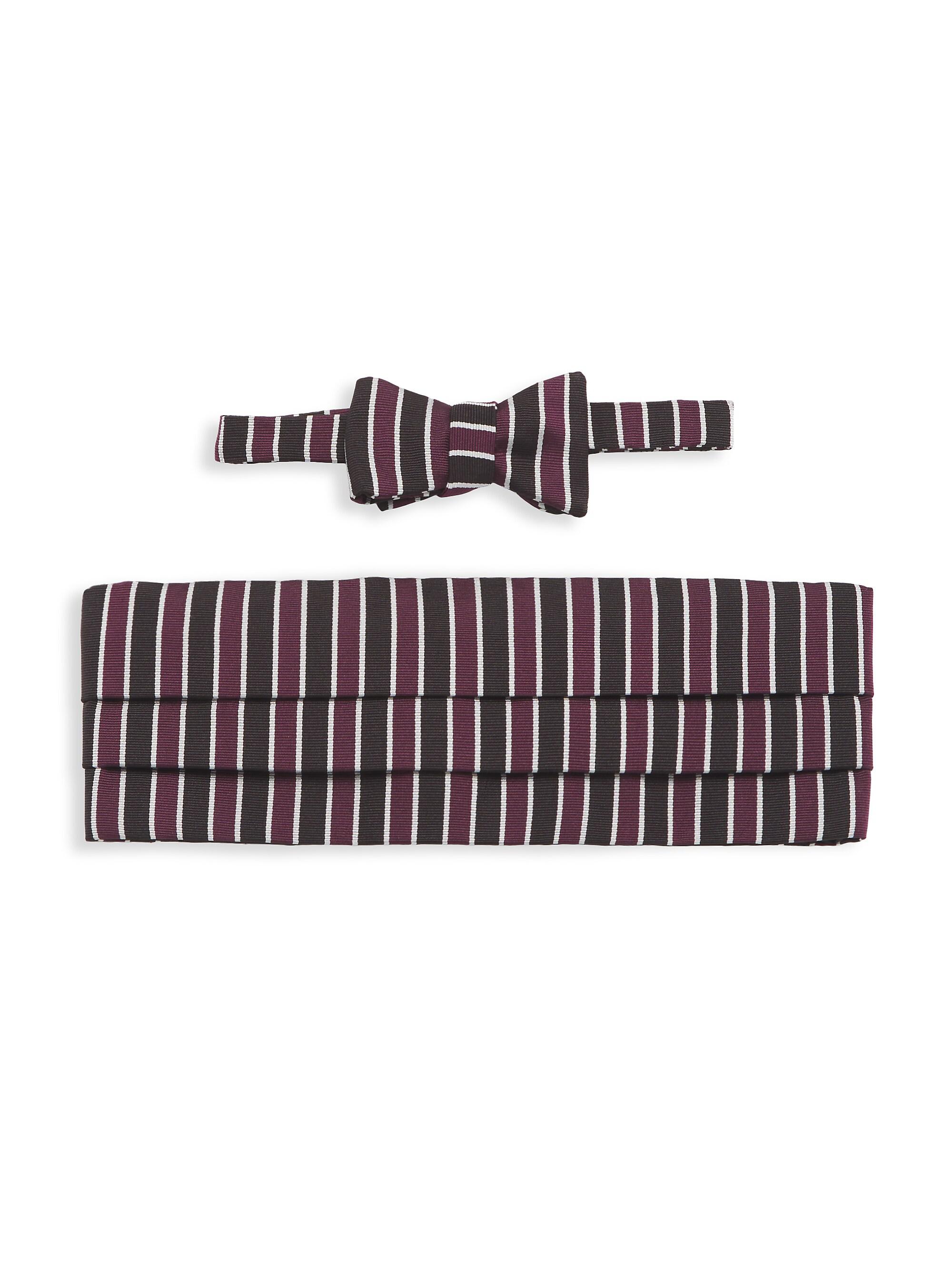 Click here for Paul Stuart Mens Silk Striped Bow Tie & Cummerbund... prices