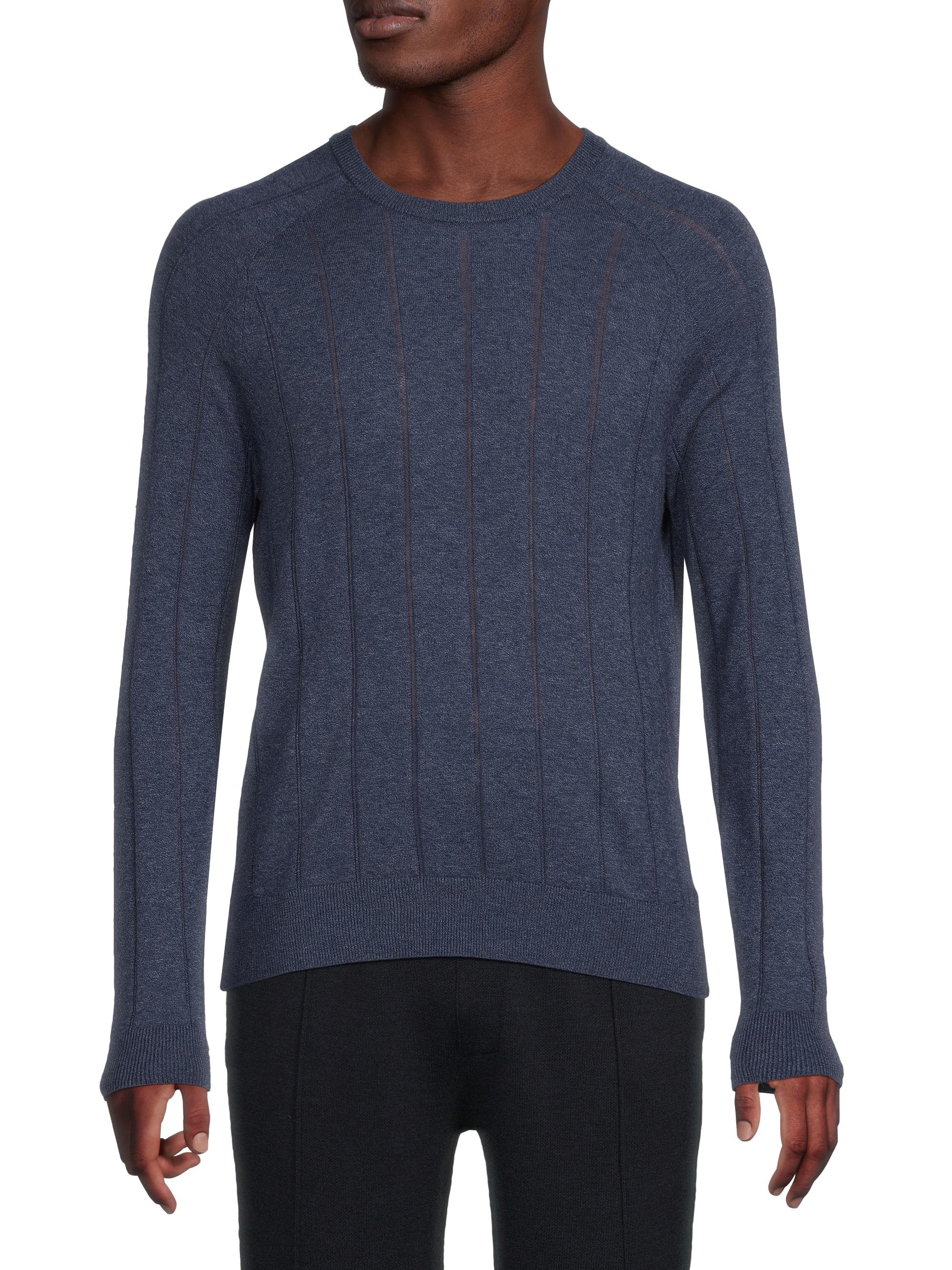 Click here for Bruno Magli Mens Textured Striped Sweater - Denim... prices