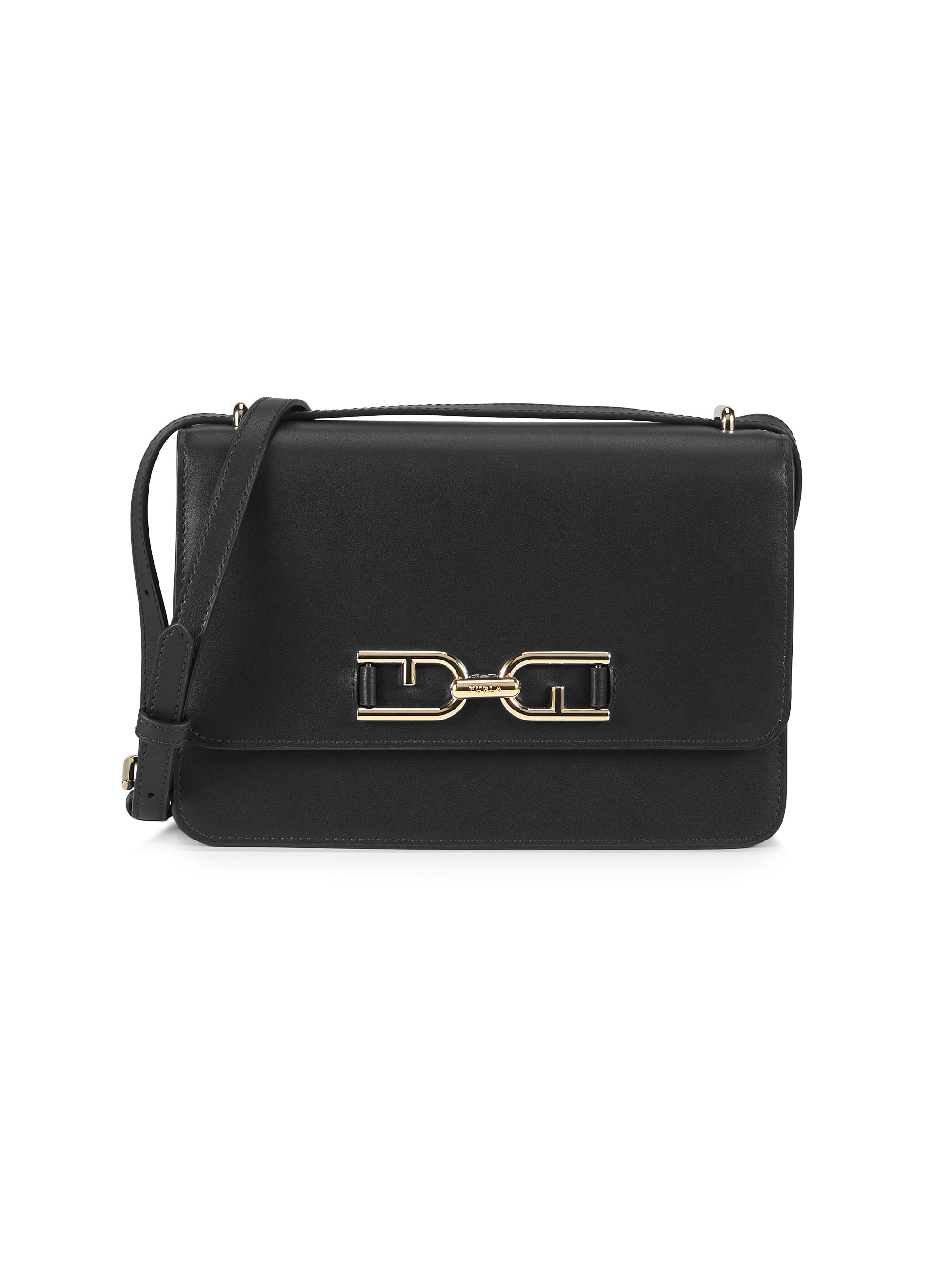 Click here for Furla Womens Logo Leather Crossbody Bag - Black prices