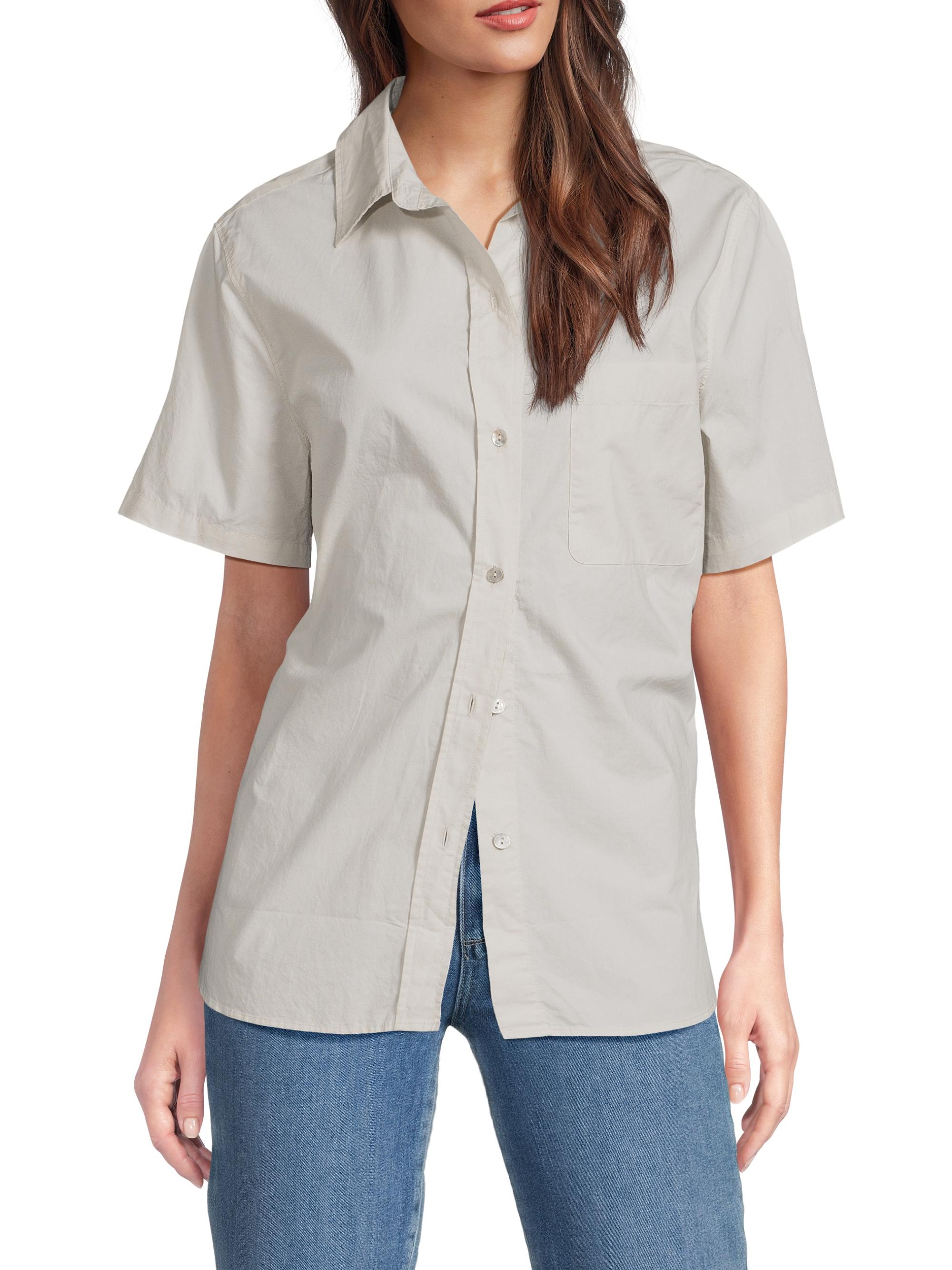 Click here for Vince Womens Point Collar Cotton Shirt - Salt Glas... prices