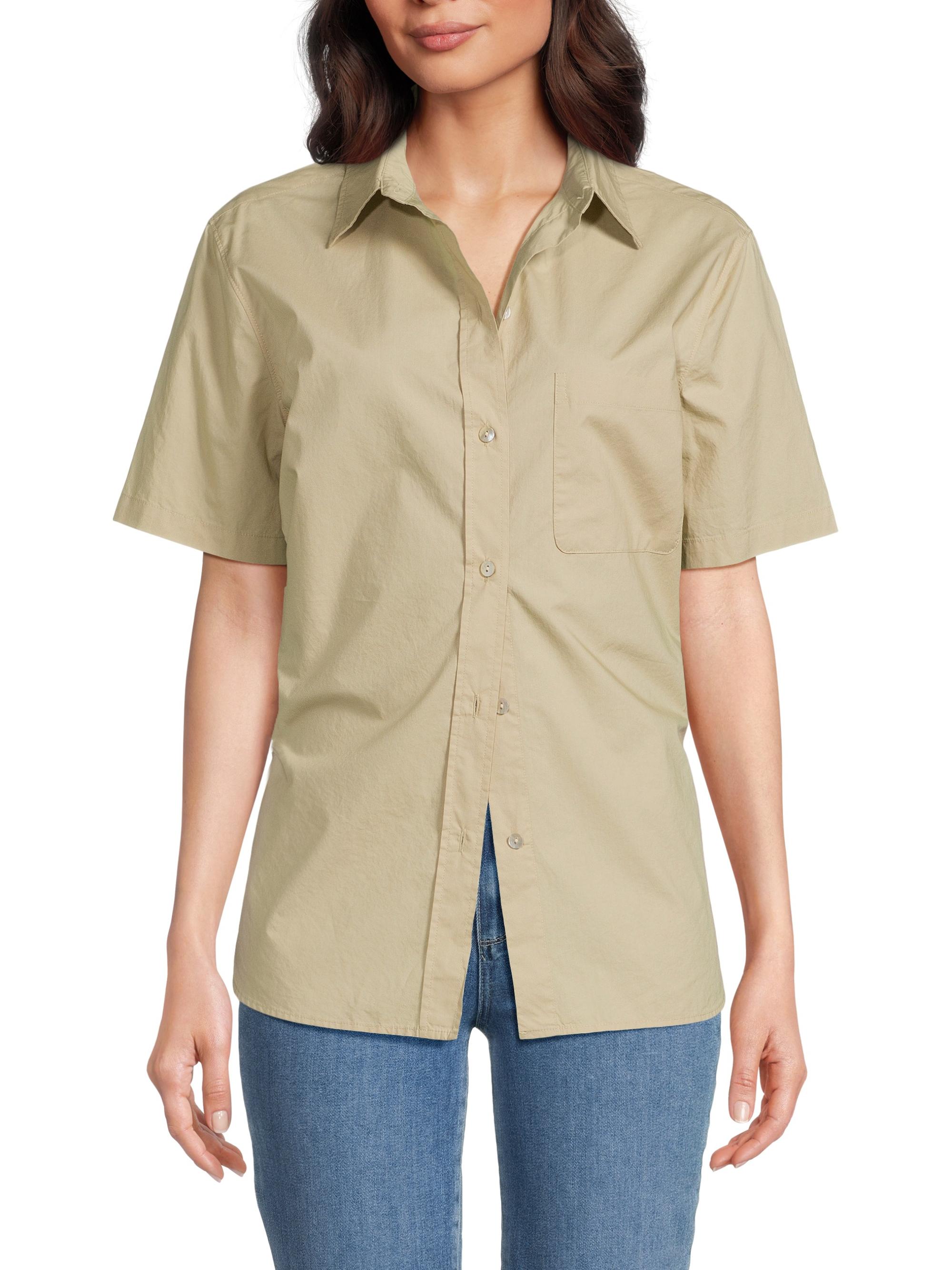 Click here for Vince Womens Point Collar Cotton Shirt - Sepia - S... prices