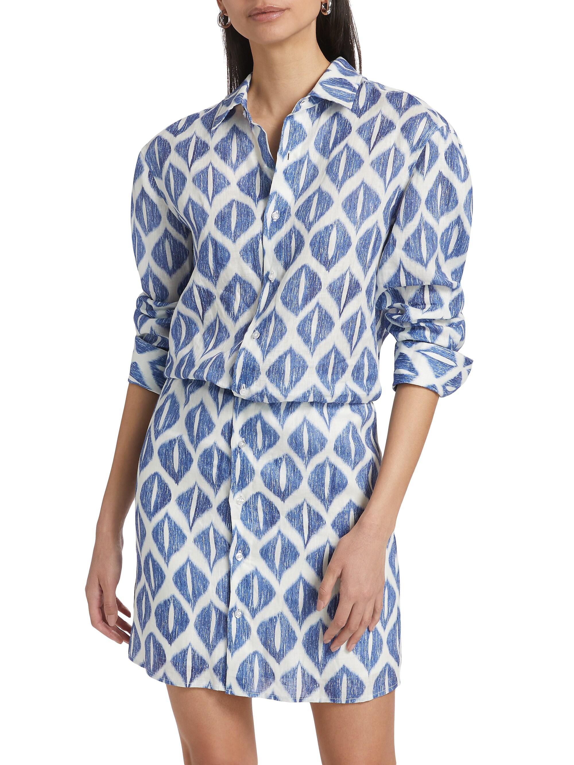 Click here for If Only Studio Womens Ikat-Inspired Printed Linen... prices