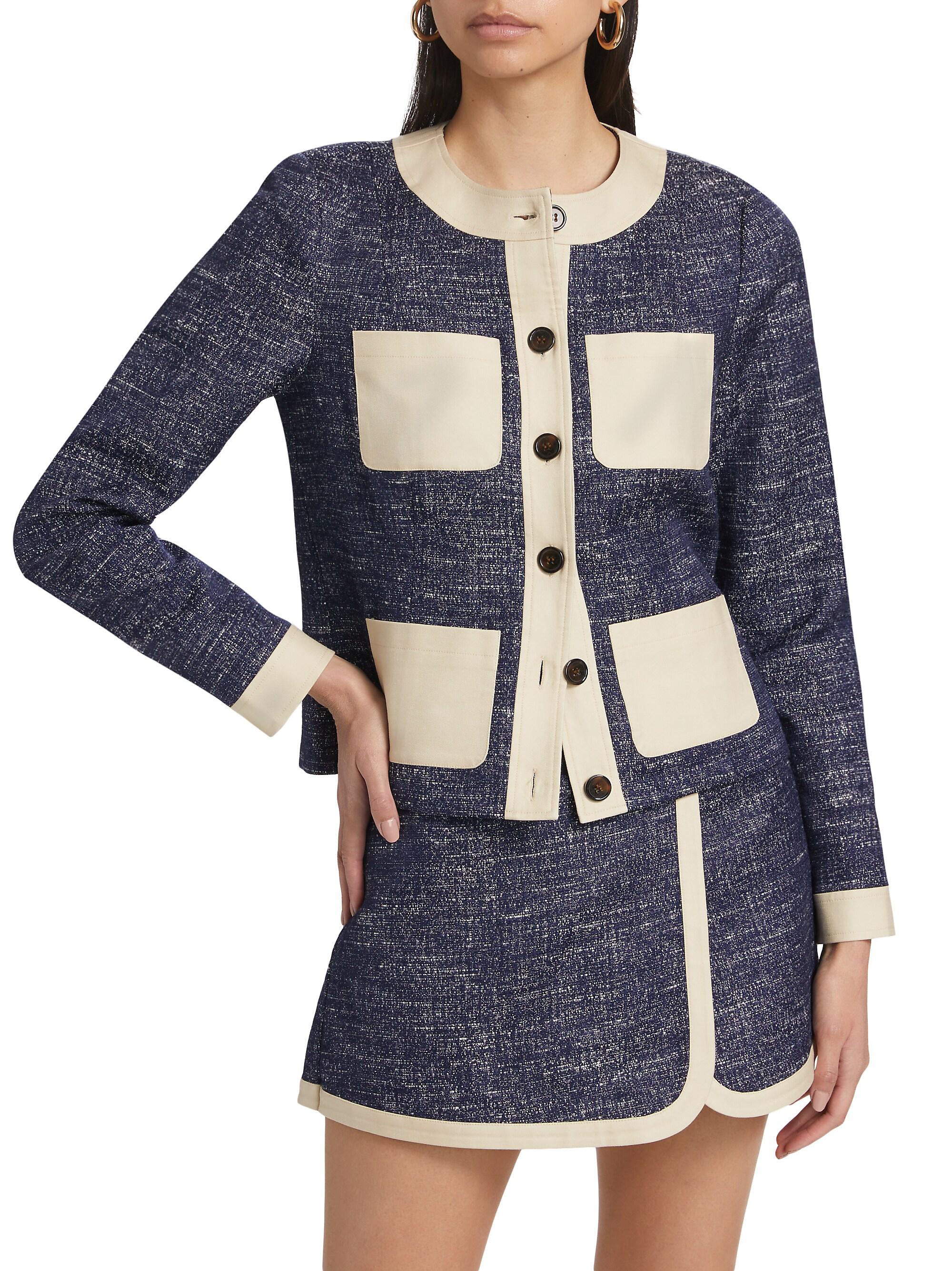 Click here for If Only Studio Womens Slub Boulcé Patch Jacket - N... prices