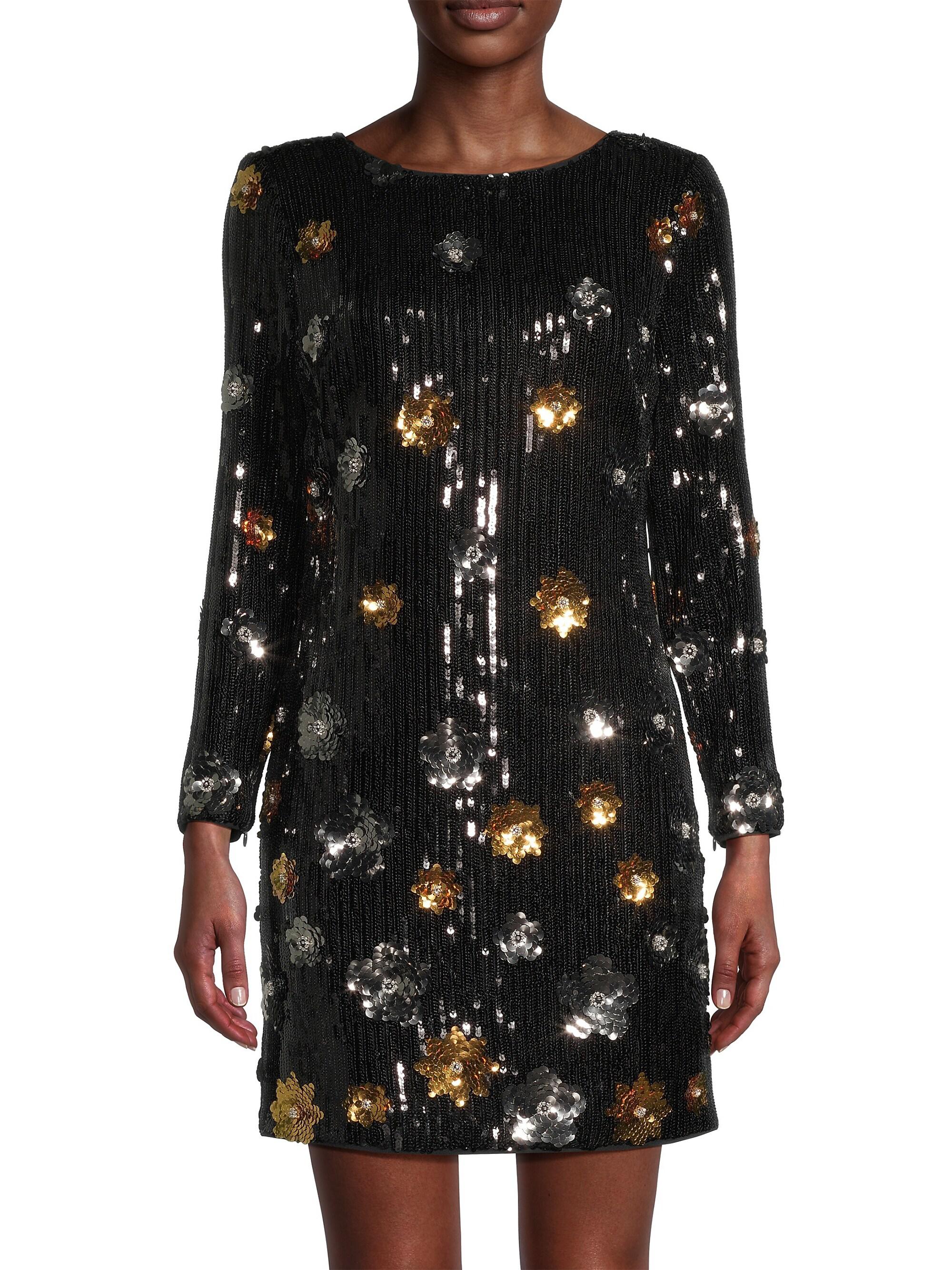 Click here for Milly Womens Selene 3D Floral Sequin Minidress - B... prices