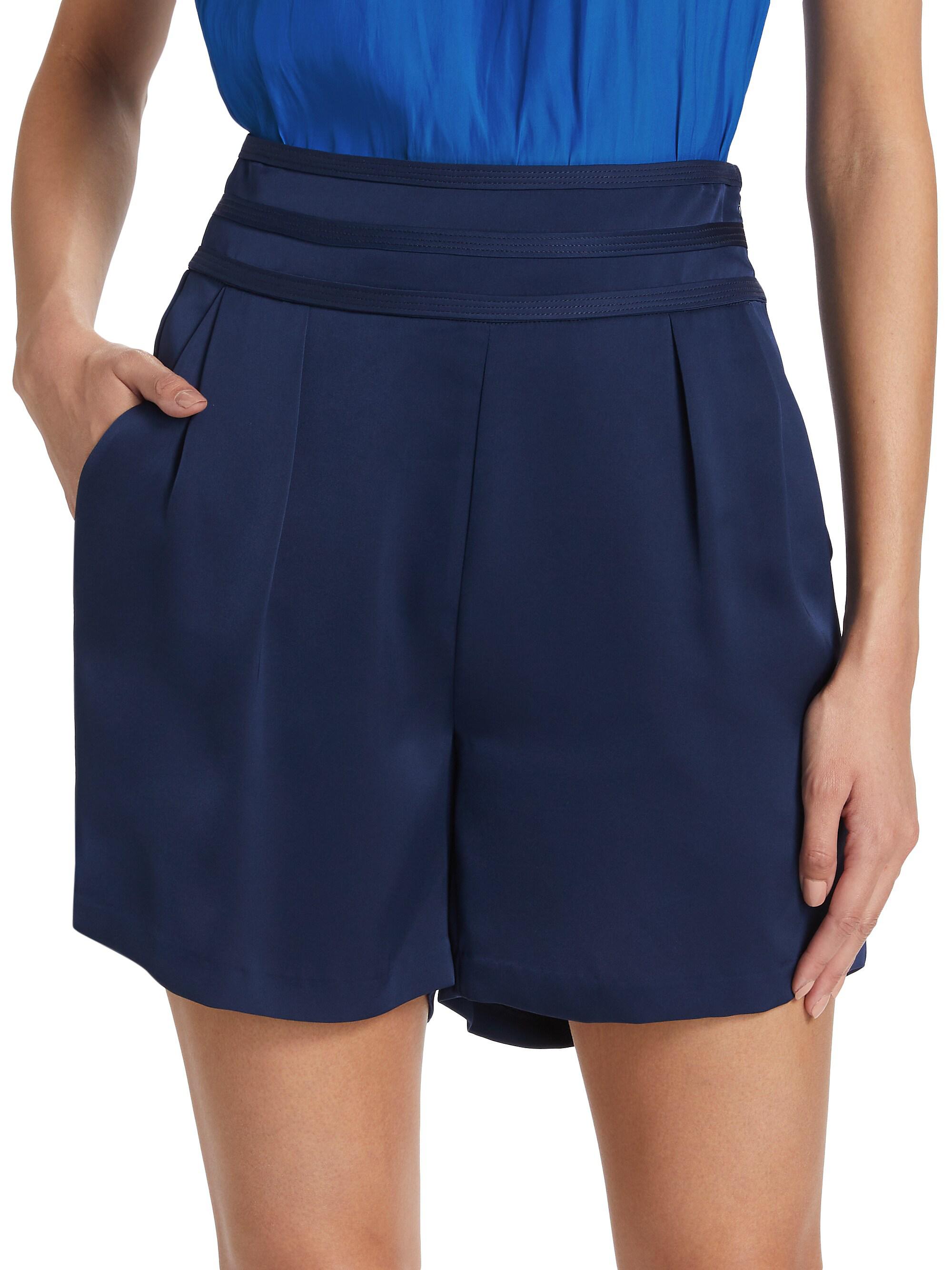 Ramy Brook Womens Joss Pleated Shorts - Spring Navy - Size 2