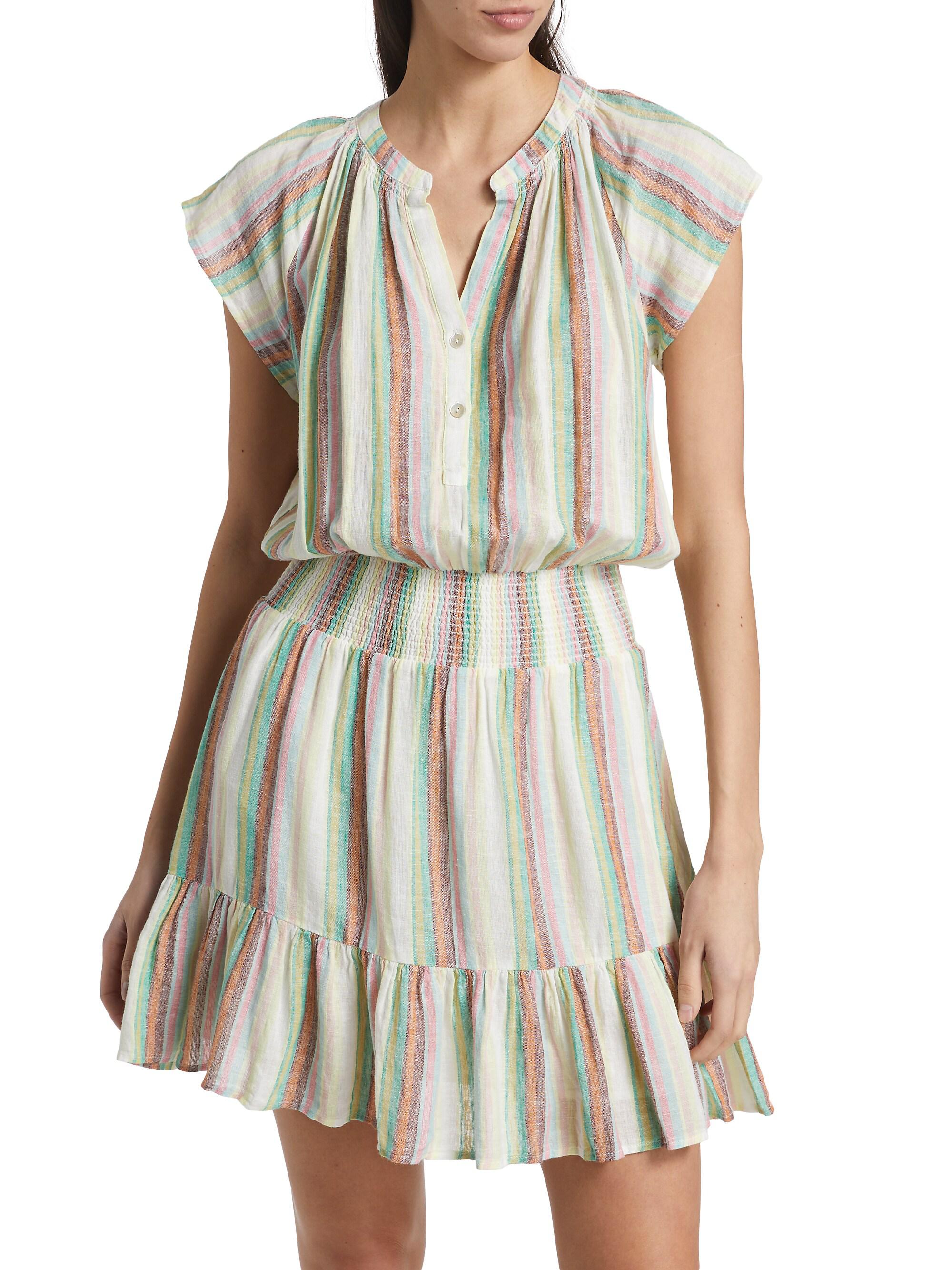 Click here for Rails Womens Augustine Stripe Linen-Blend Minidres... prices