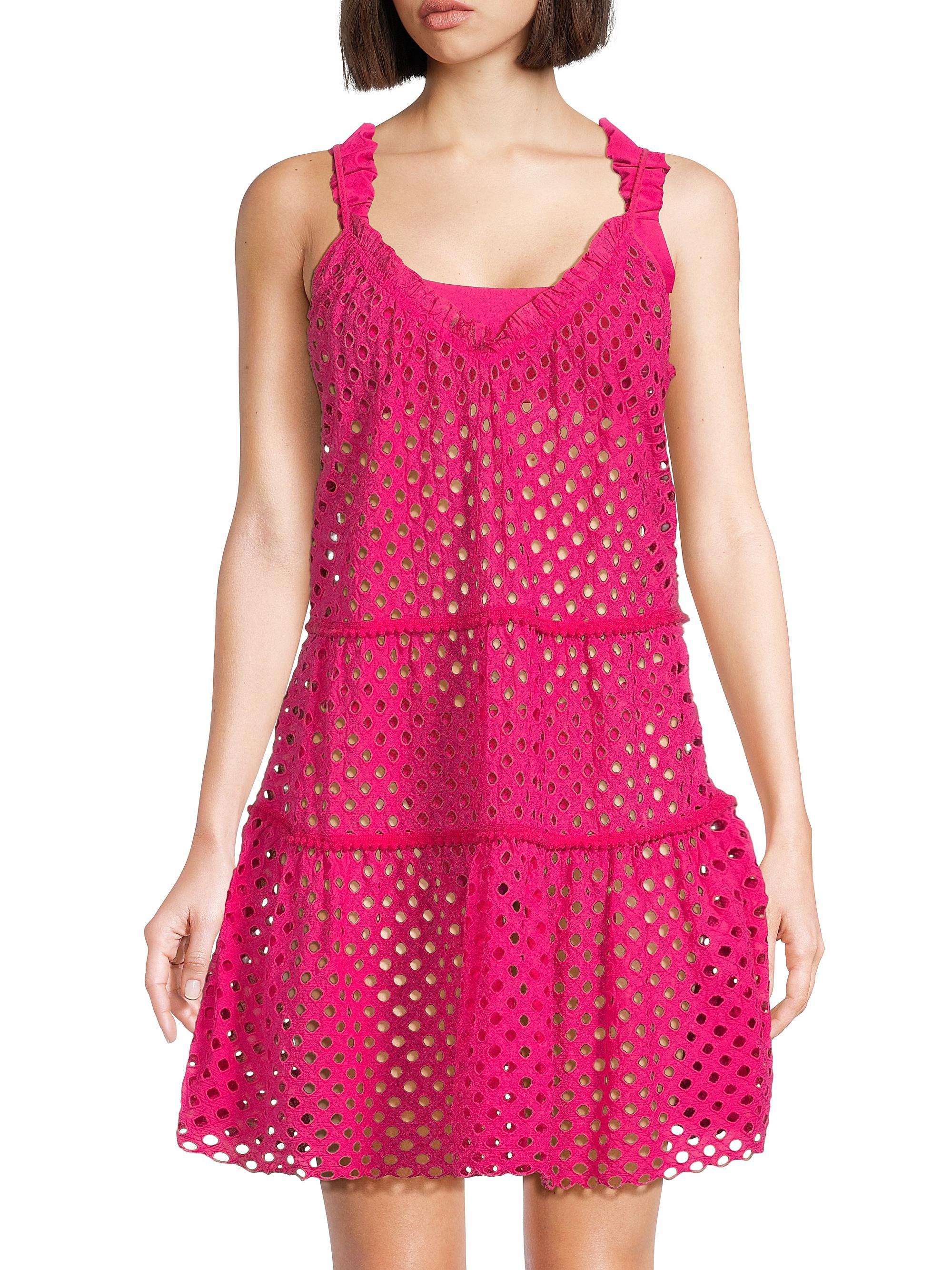 Click here for Ramy Brook Womens Marg Cotton Tiered Minidress - P... prices