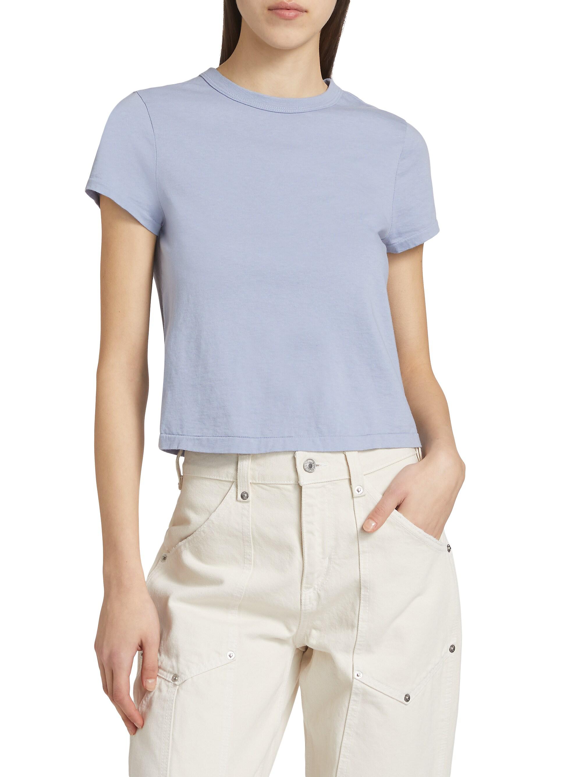 Click here for Re/Done Womens Boy Cotton Crop Tee - Shark - Size... prices