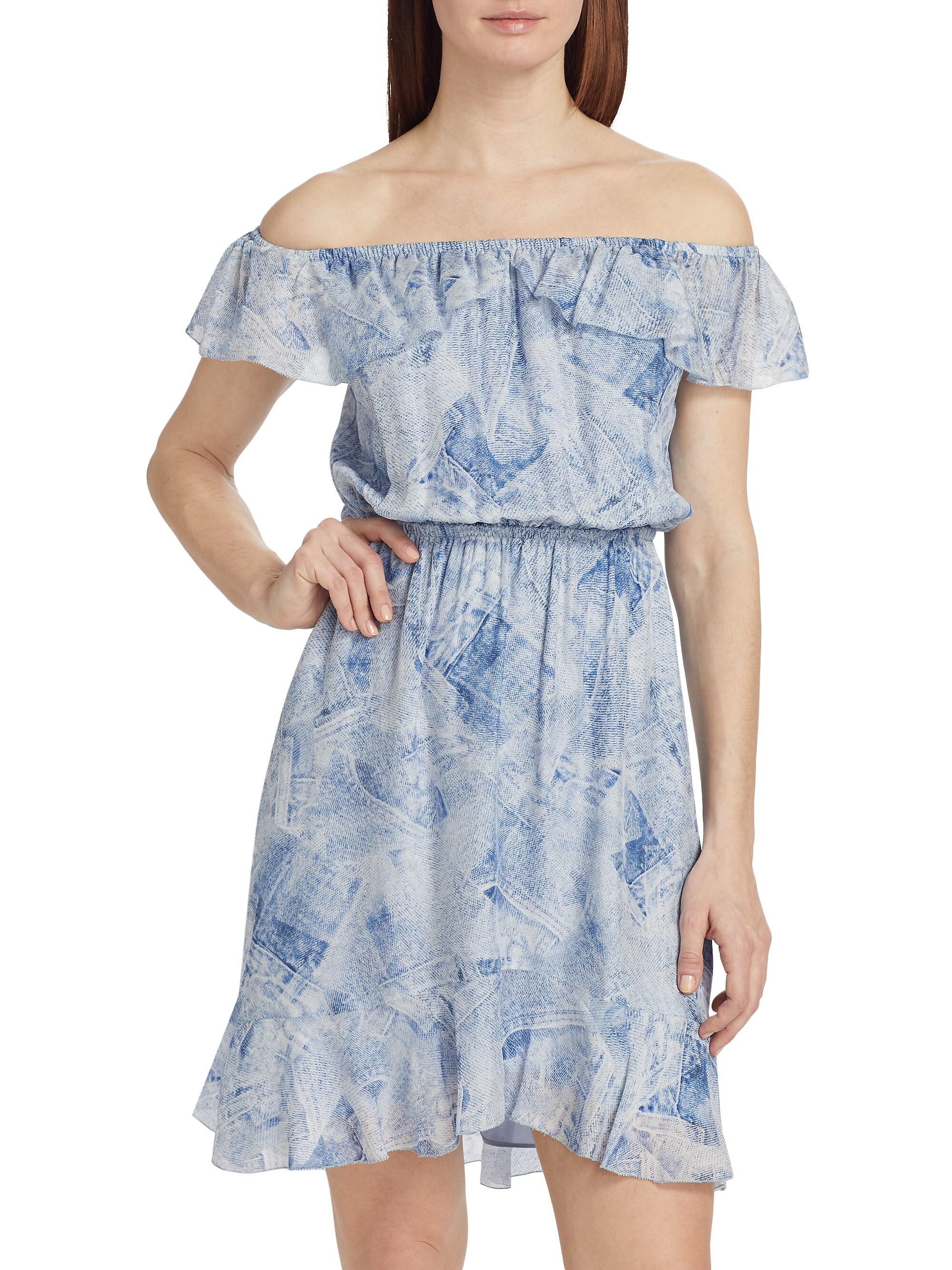 Click here for Lagence Womens Leonie Denim-Inspired Silk Minidres... prices